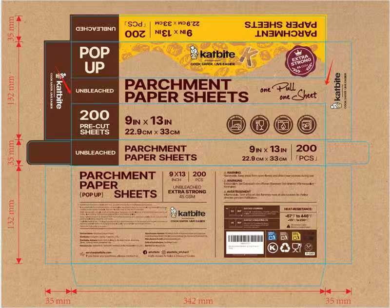 Katbite Pop-Up 9x13 inch 200 Sheets Heavy Duty & Non-Stick Unbleached ...