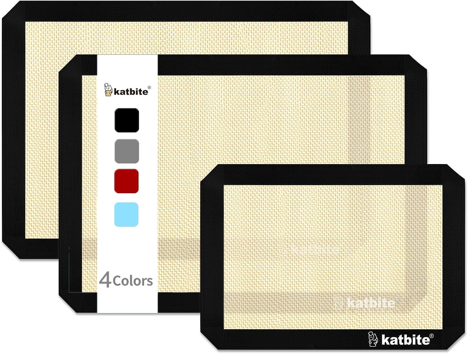 "Katbite Silicone Baking Mat 3PCS Reusable Bakeware Mats, 11.6""x16.5 ...