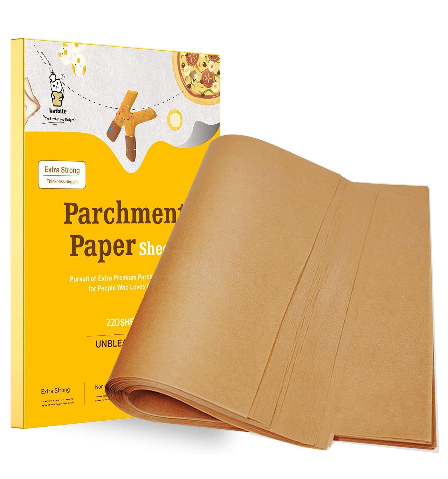 Katbite Unbleached Parchment Paper Sheets - Heavy Duty, Non-Stick, Full ...