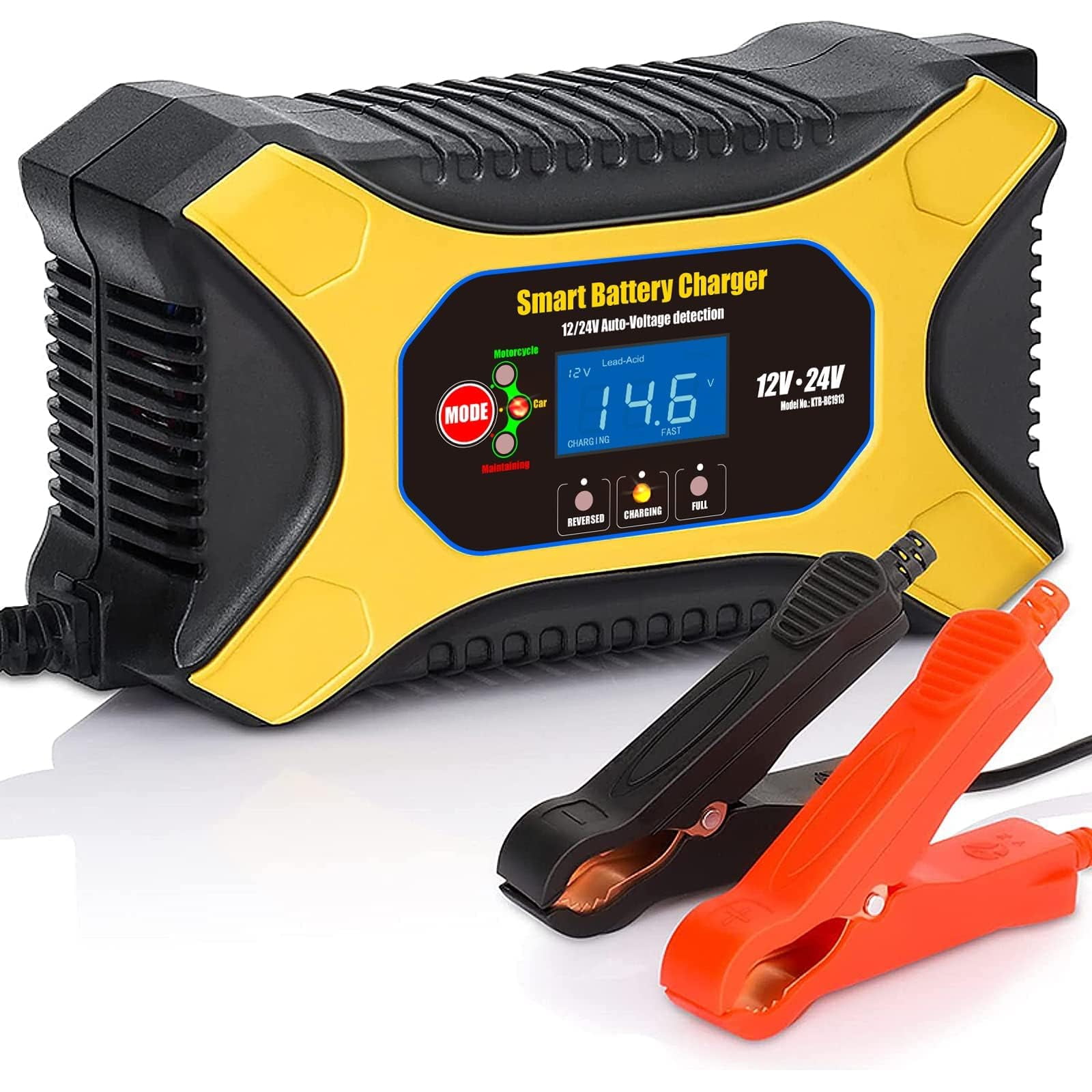 Katbo Battery Charger 12V 24V 6-Amp Auto-Voltage Detection Lead Acid ...