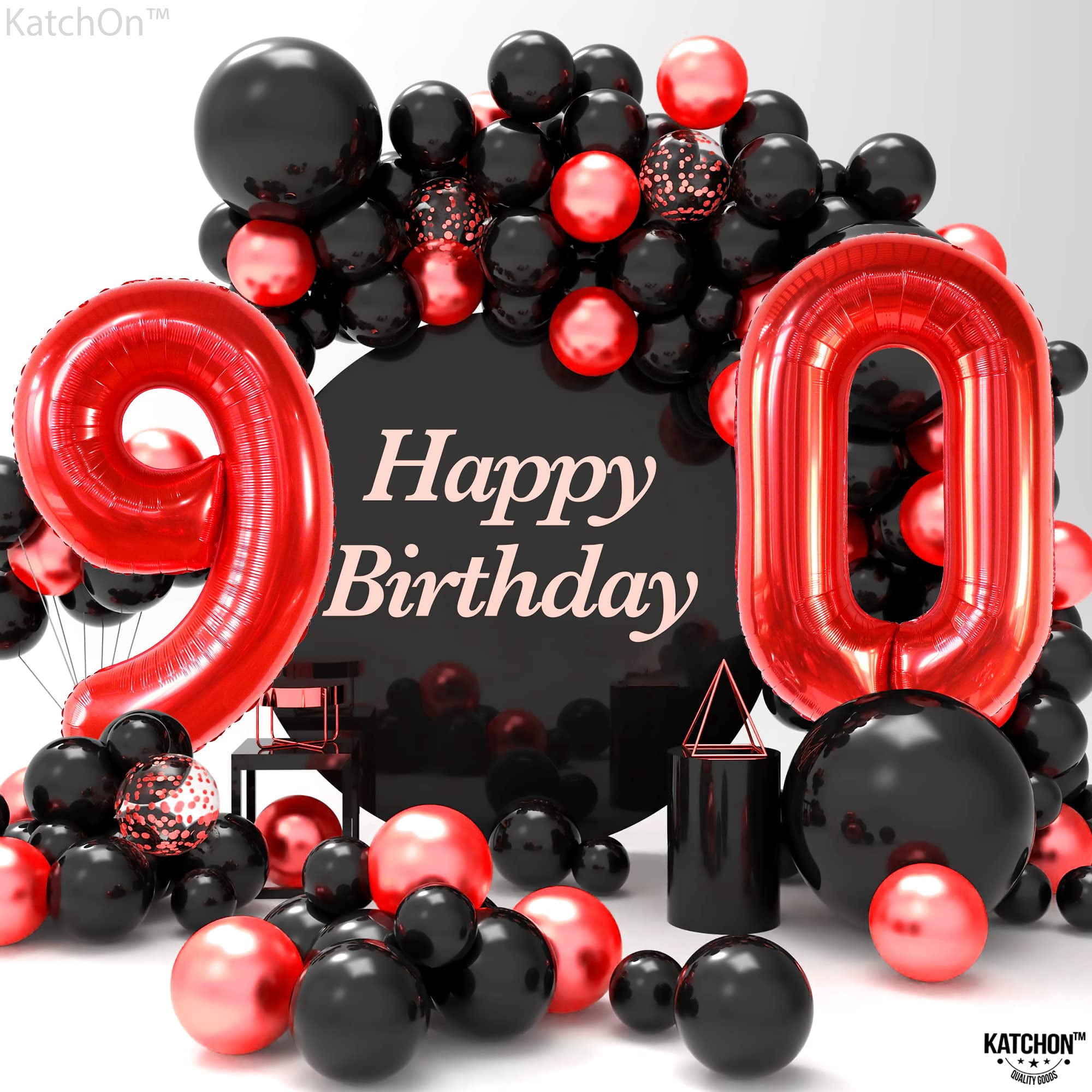 KatchOn Big Red AJH3 90 Balloon Number - 40 Inch | Red 90 Balloon, 90th ...