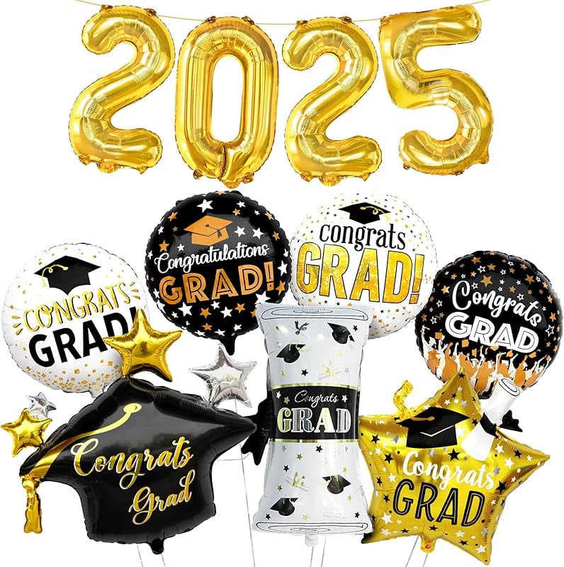 KatchOn, Black and Gold Graduation Decorations 2025 - Huge, Pack of 112 ...