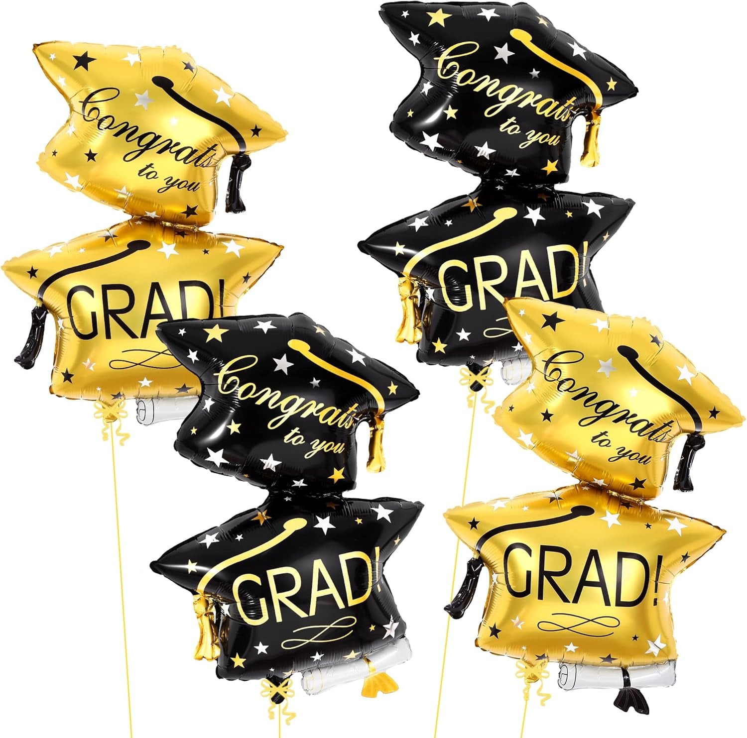 KatchOn, Black and Gold Graduation Hat Balloon - Big, 32 Inch, Pack of ...