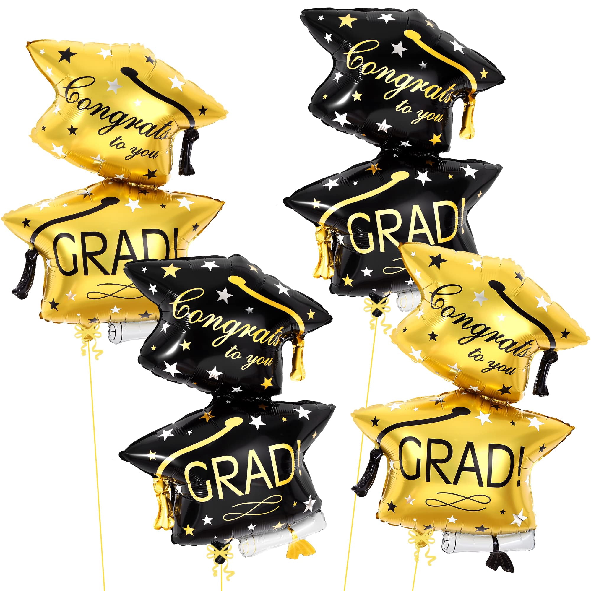 KatchOn, Black and Gold Graduation Hat Balloon - Big, 32 Inch, Pack of ...