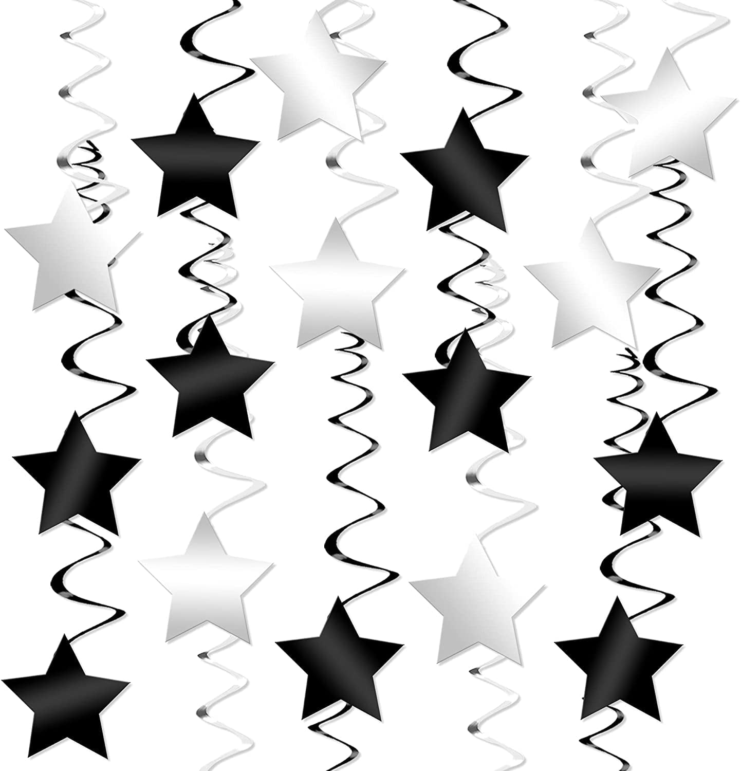 KatchOn, Black and Silver Star Hanging Swirls- Pack of 32 | Black and ...