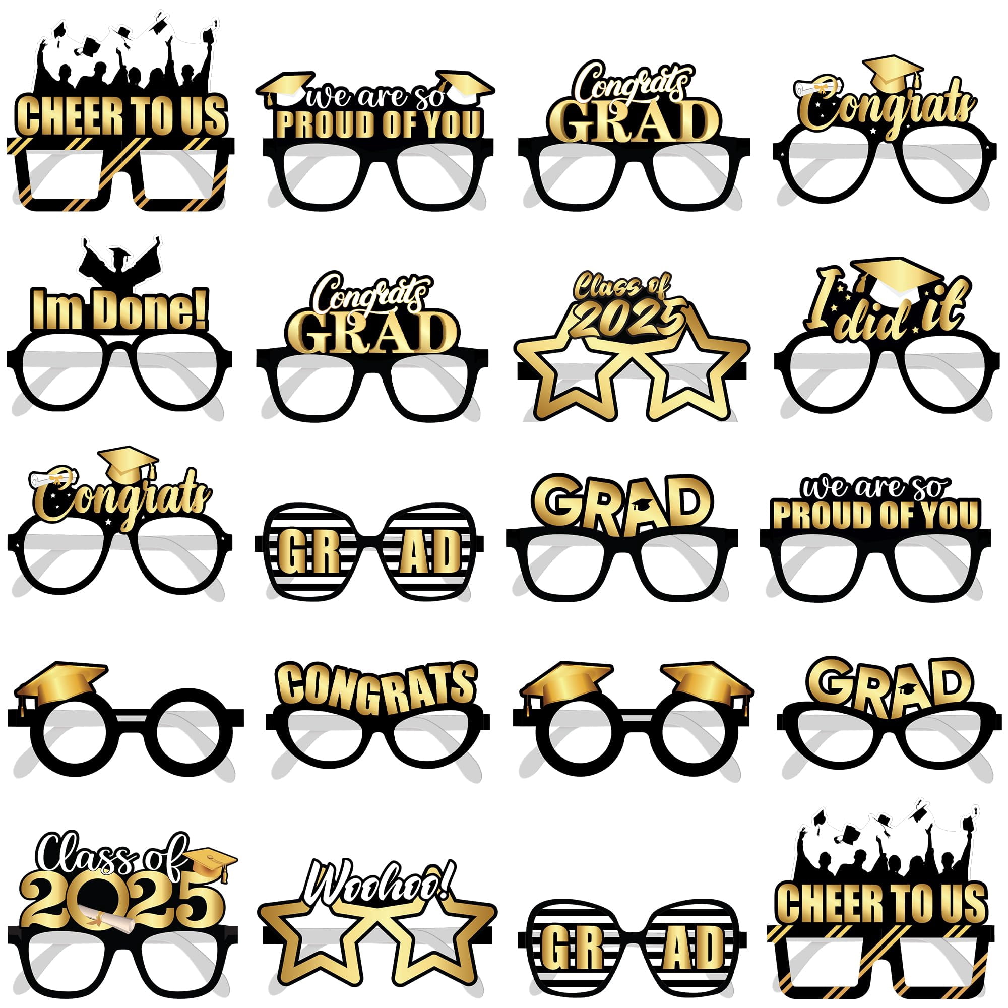 KatchOn Black and Gold 2026 Graduation Glasses - Set of 20 | Photo ...