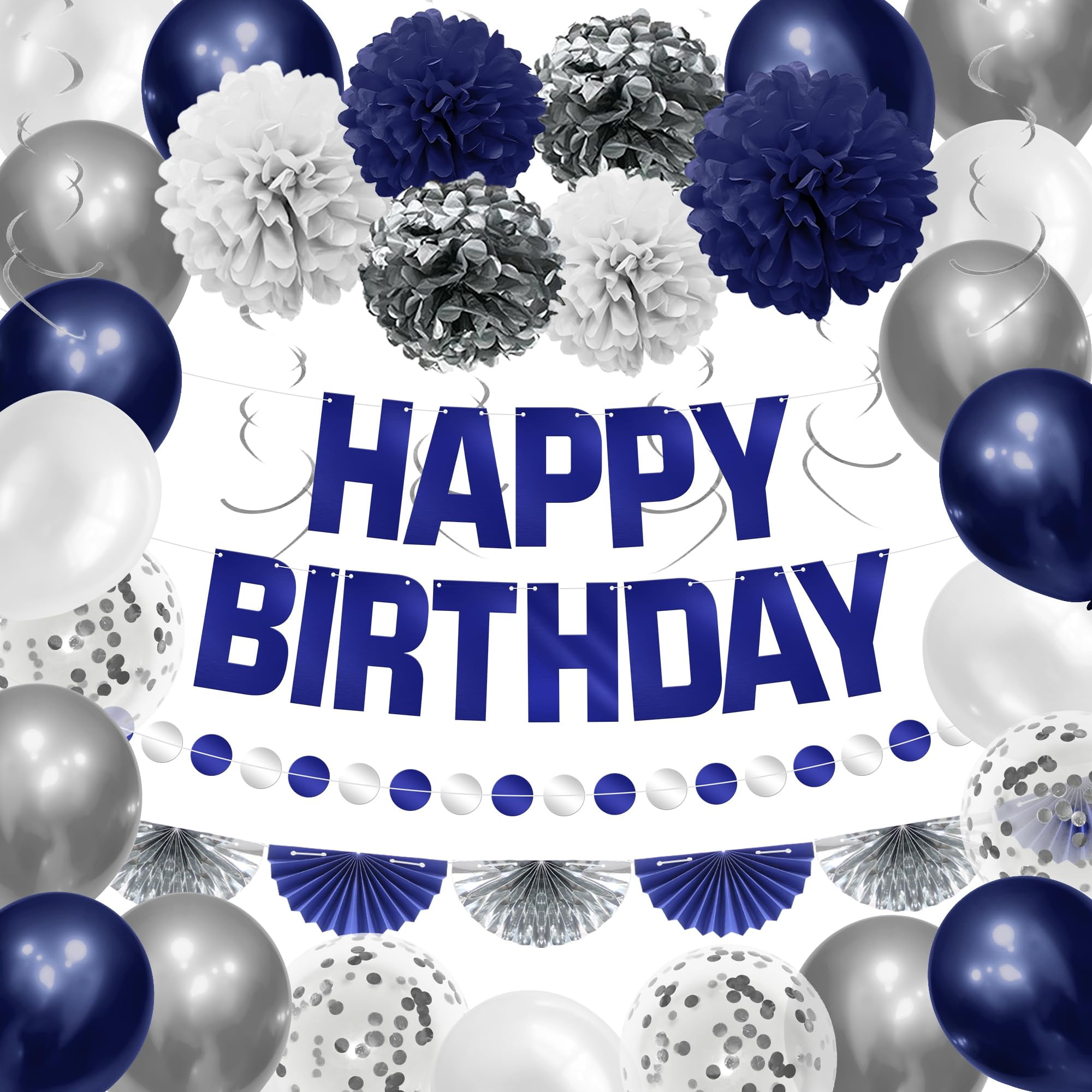 KatchOn, Blue and PresNok Silver Birthday Decorations Set - Big, Blue ...