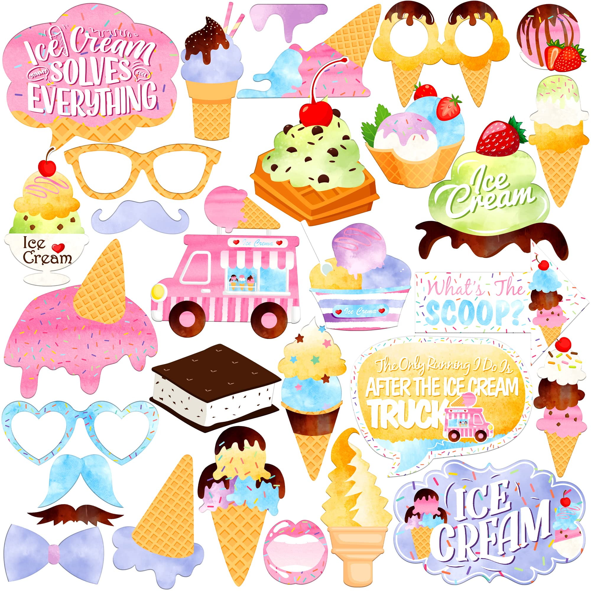 KatchOn, CreamUMRT Photo Booth Props - Pack of 31 | Cream Photo Props ...