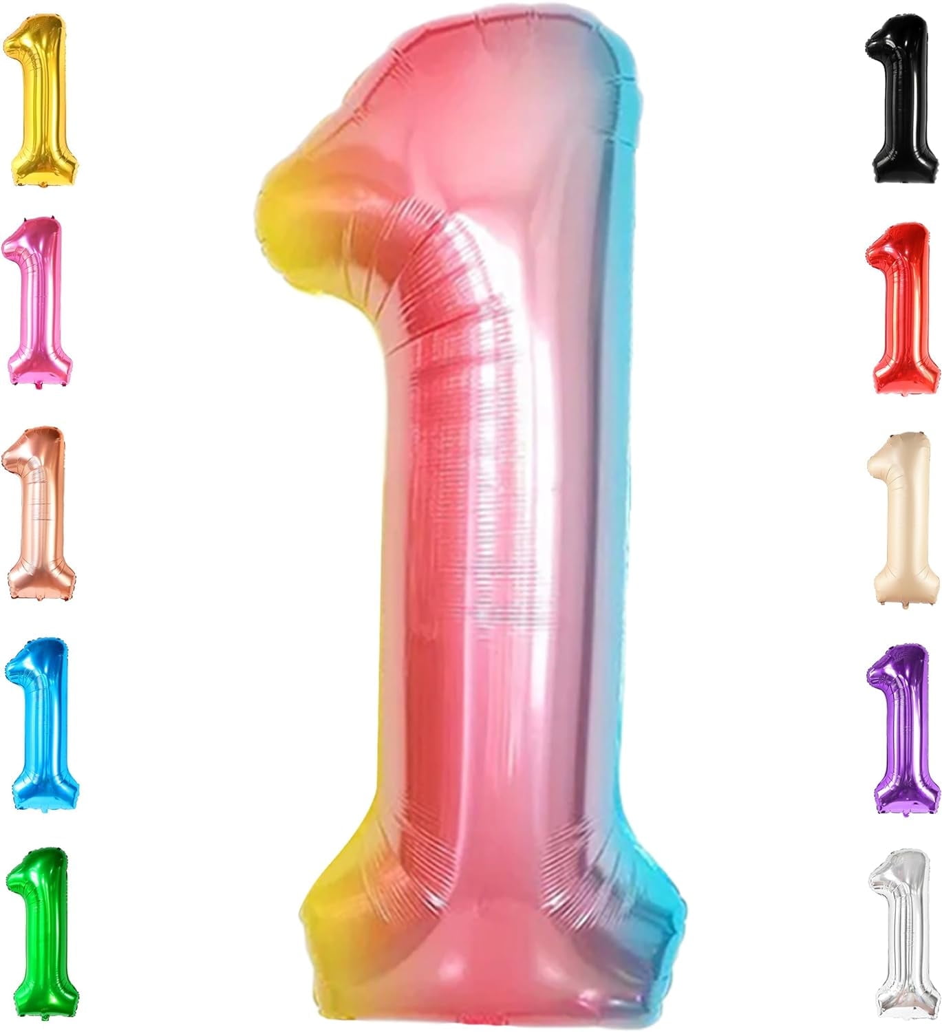 KatchOn, Giant 40 Inch, Rainbow Number 1 Balloons - Number One Balloon ...