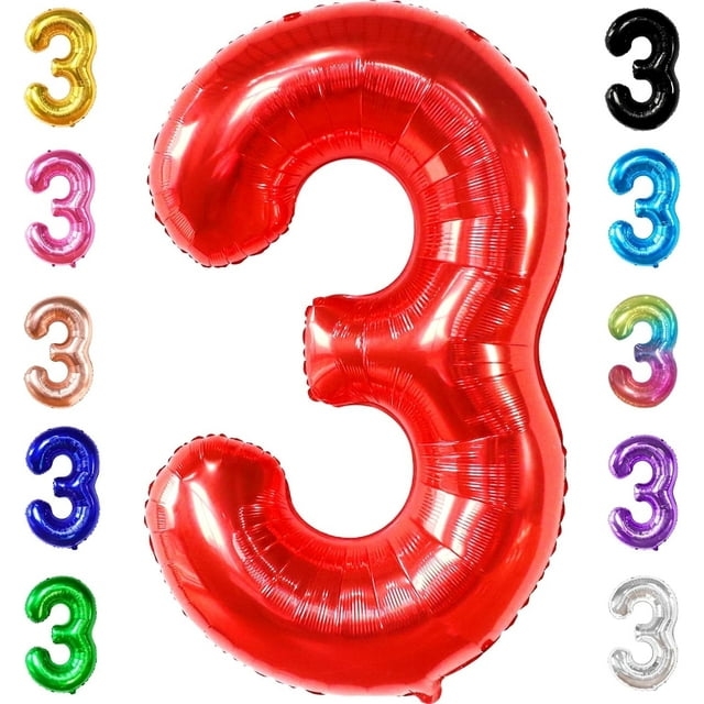 KatchOn, Giant Red Number 3 Balloon - 40 Inch | 3 Year Old Balloon, 3rd ...