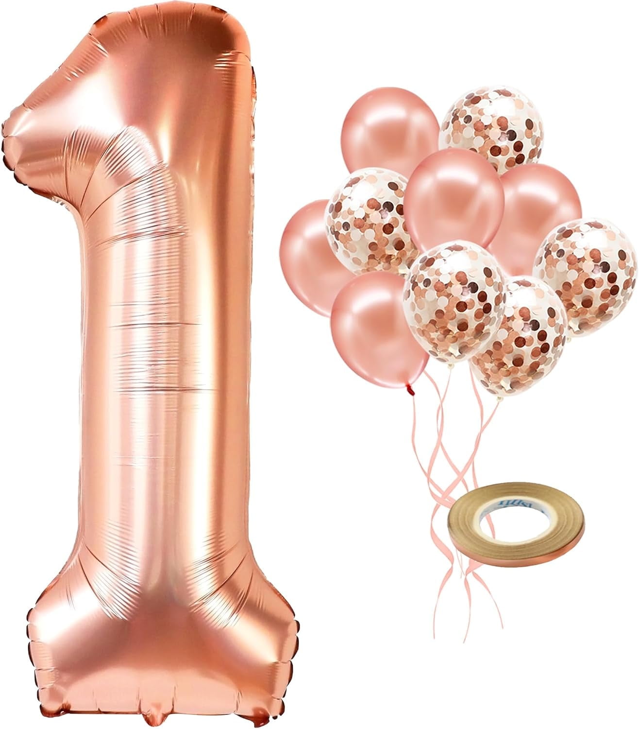 KatchOn Giant Rose Gold 1 Balloon Set - 40 Inch | 1st Birthday ...