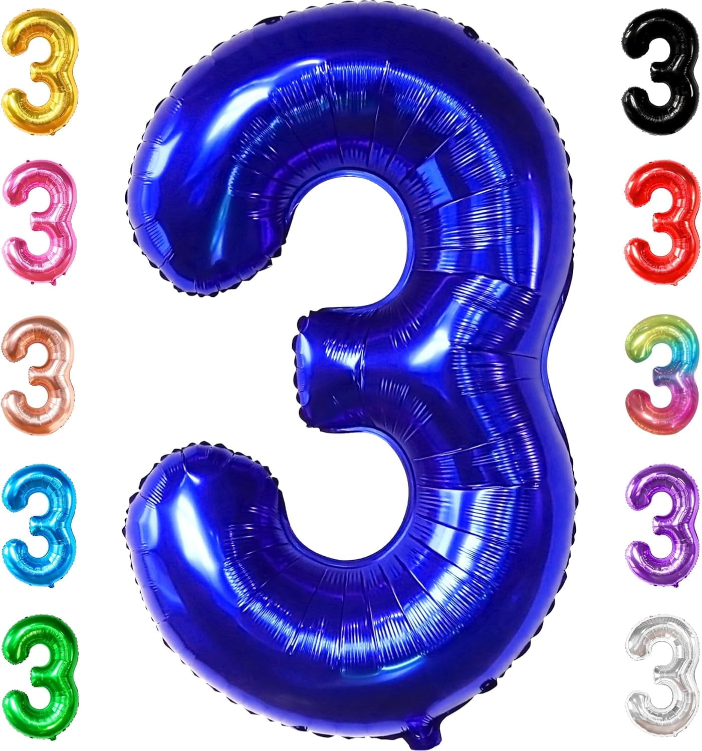 KatchOn, Giant Royal Blue Number 3 Balloon - 40 Inch | Navy Blue 3 ...