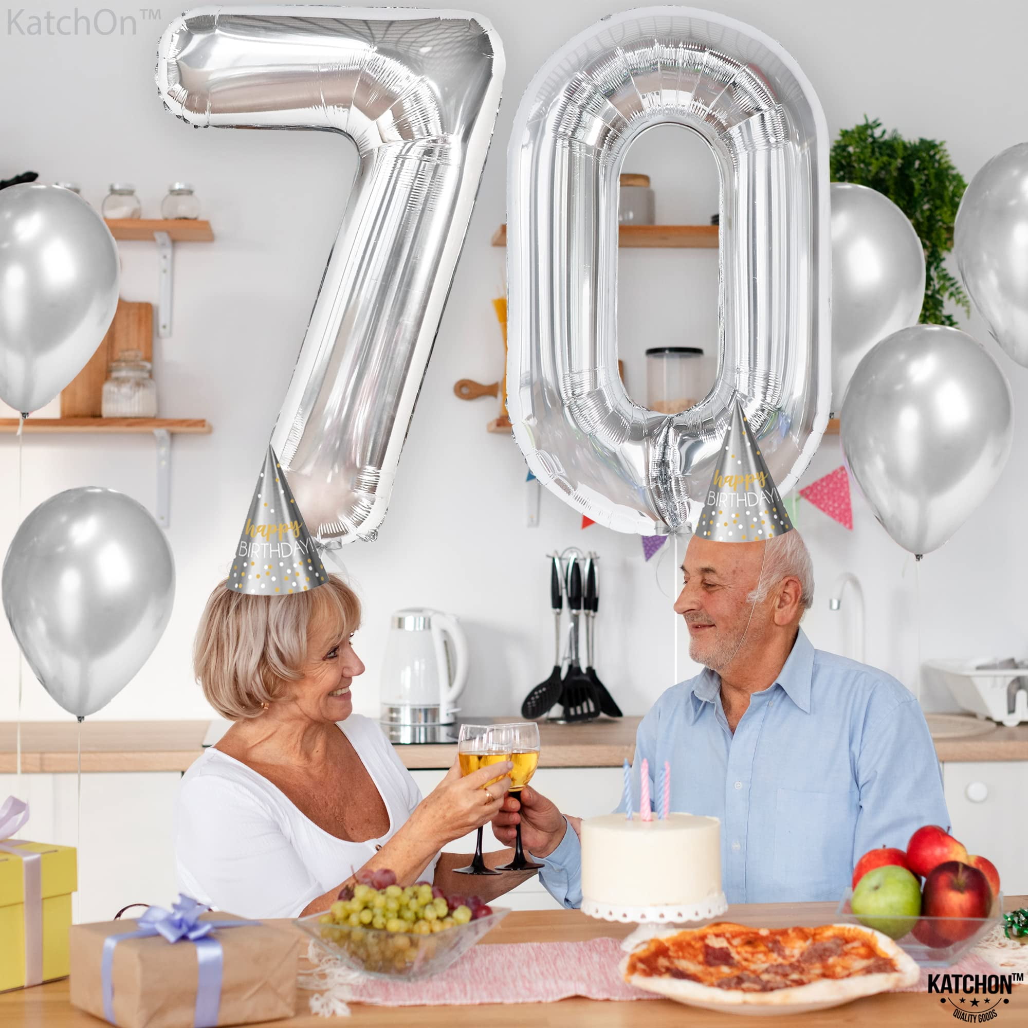 KatchOn Giant Silver AJH3 70 Balloon Numbers - 40 Inch | Birthday ...
