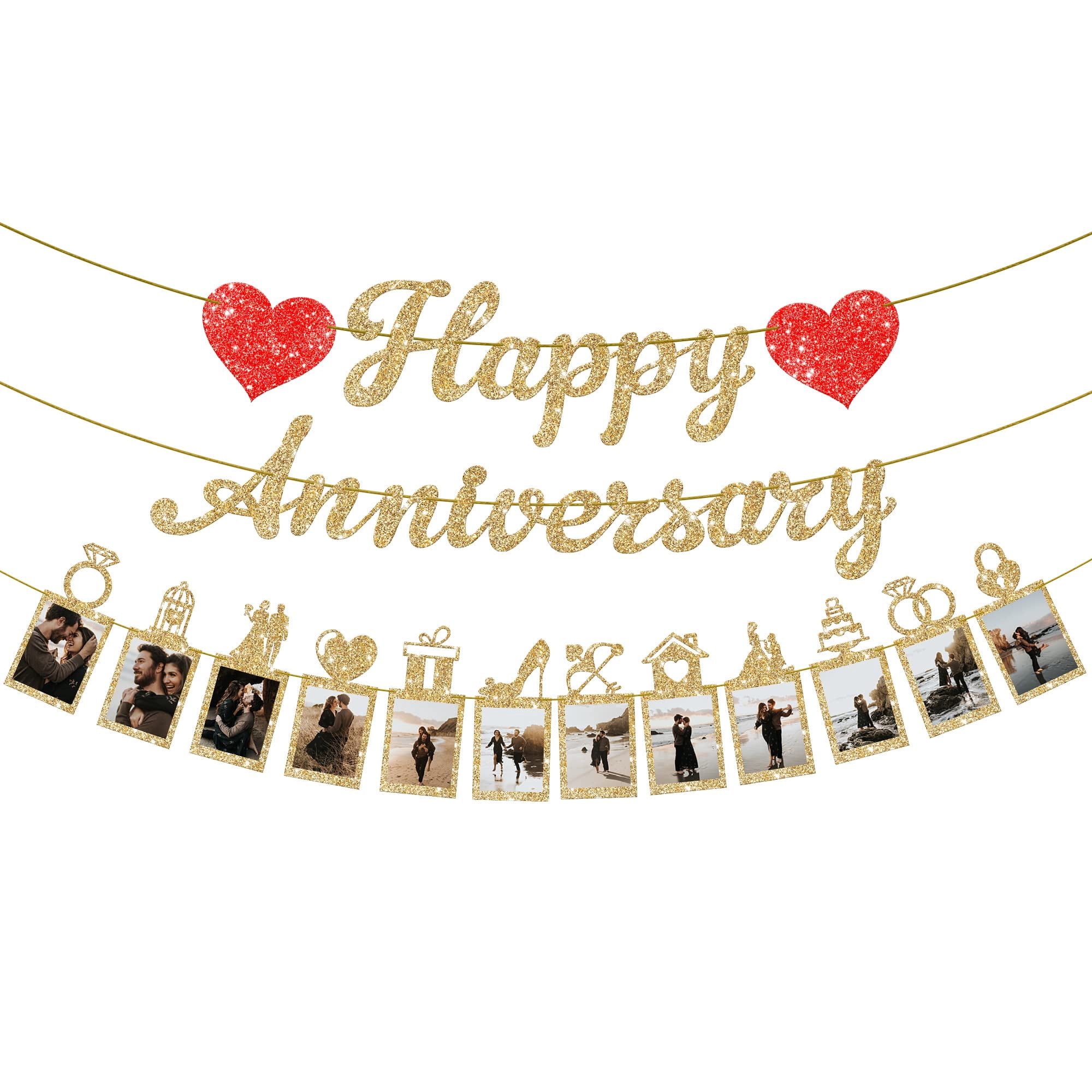 KatchOn, Glitter Happy Anniversary Photo Banner - 10 Feet, 2 Strings ...