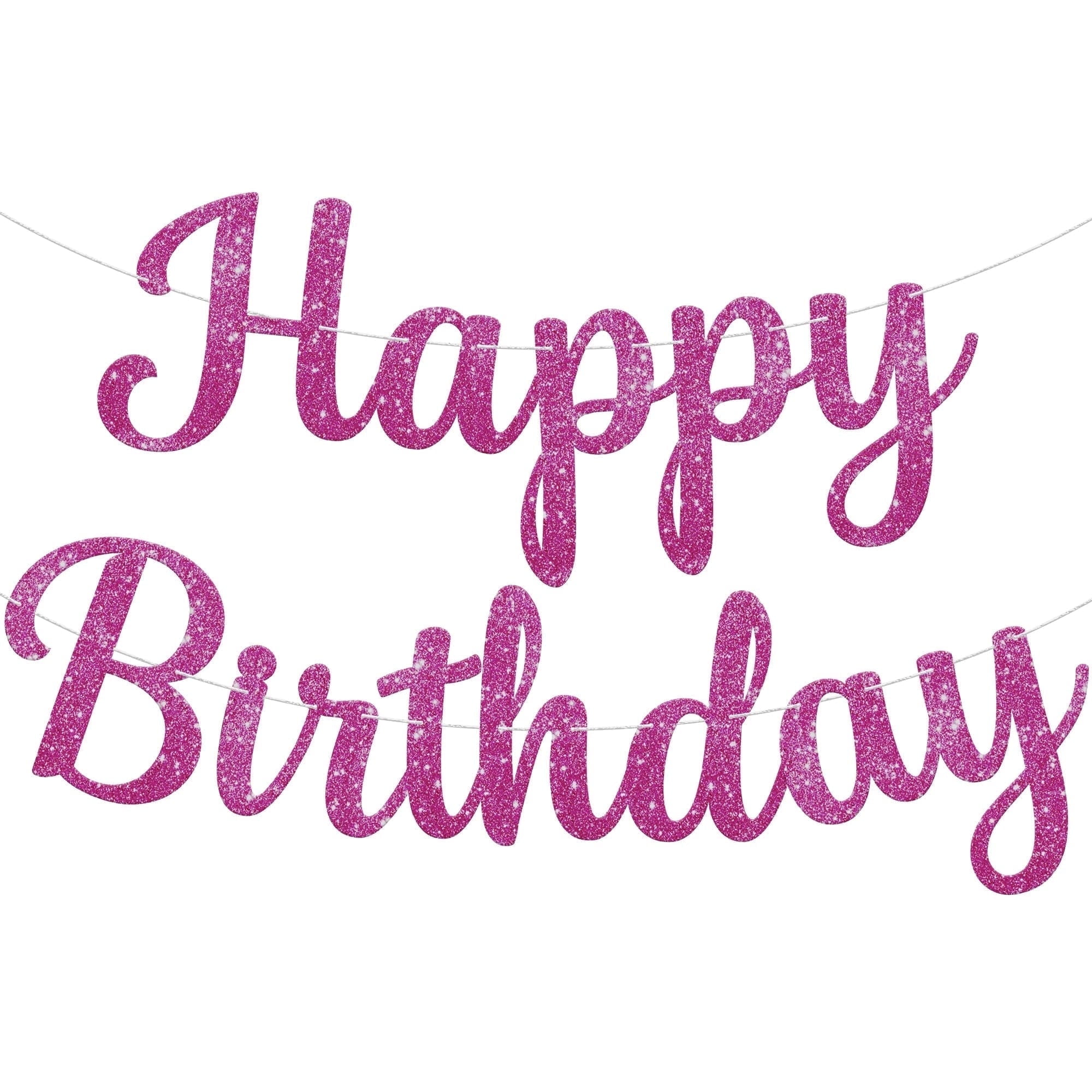 KatchOn Glitter Hot Pink Happy Birthday Banner - 10 Feet | Cursive ...