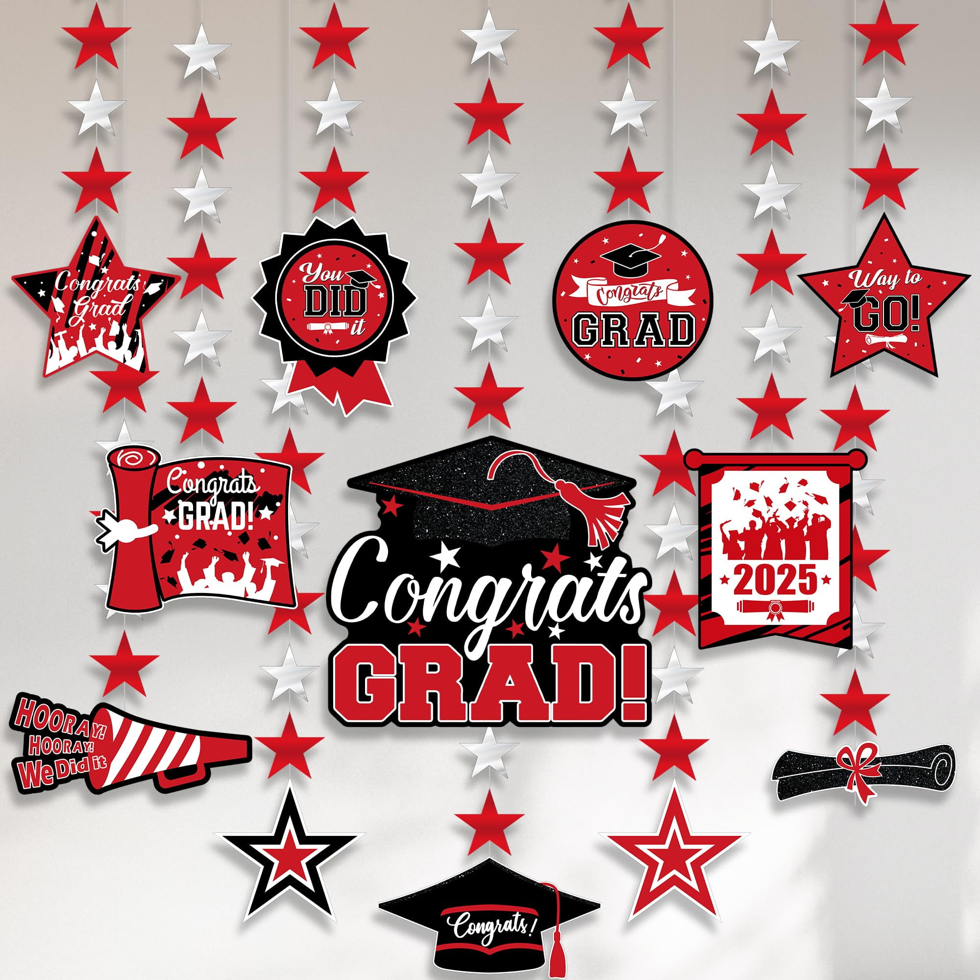 KatchOn, Glitter, RedTRDN and Black Graduate Banner - 10 Feet, Congrats ...
