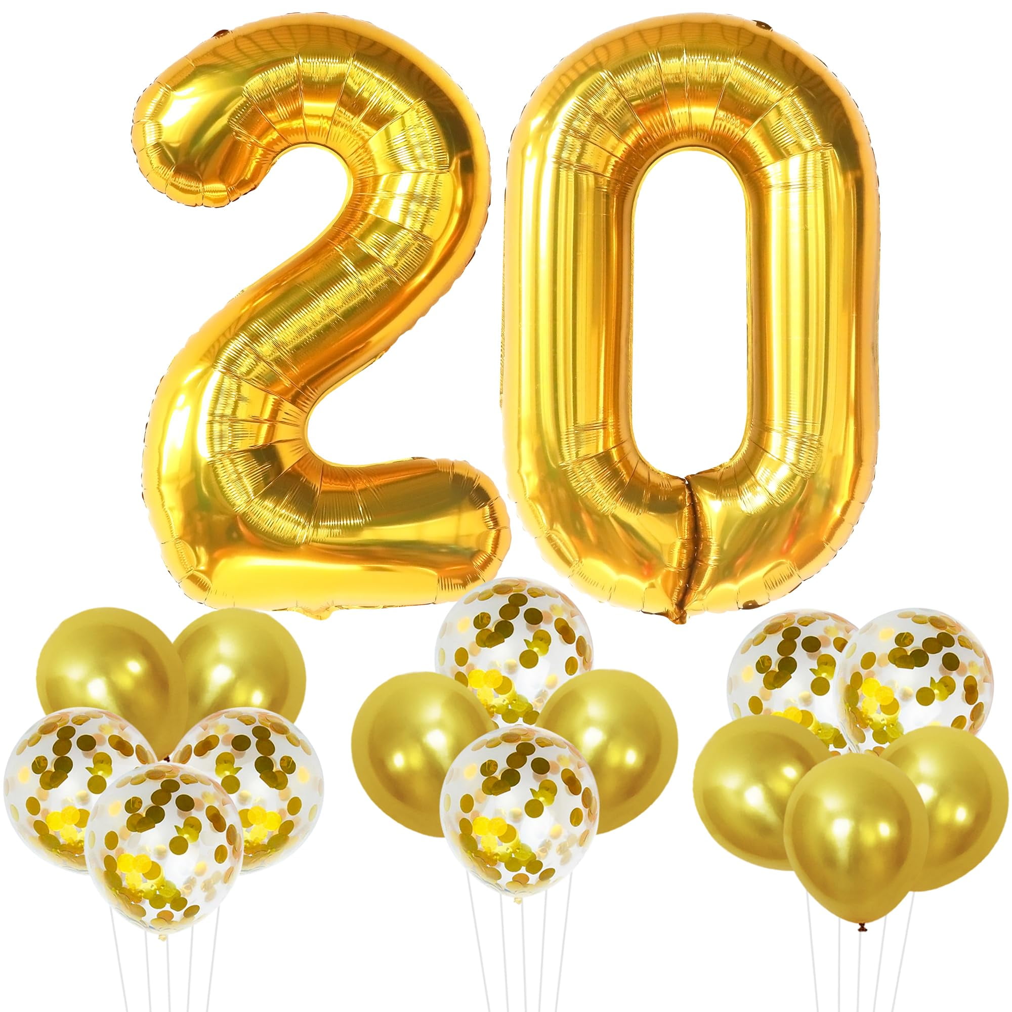 KatchOn, Gold 20TRDN Balloon Numbers - Pack of 16 | Foil Balloon For ...