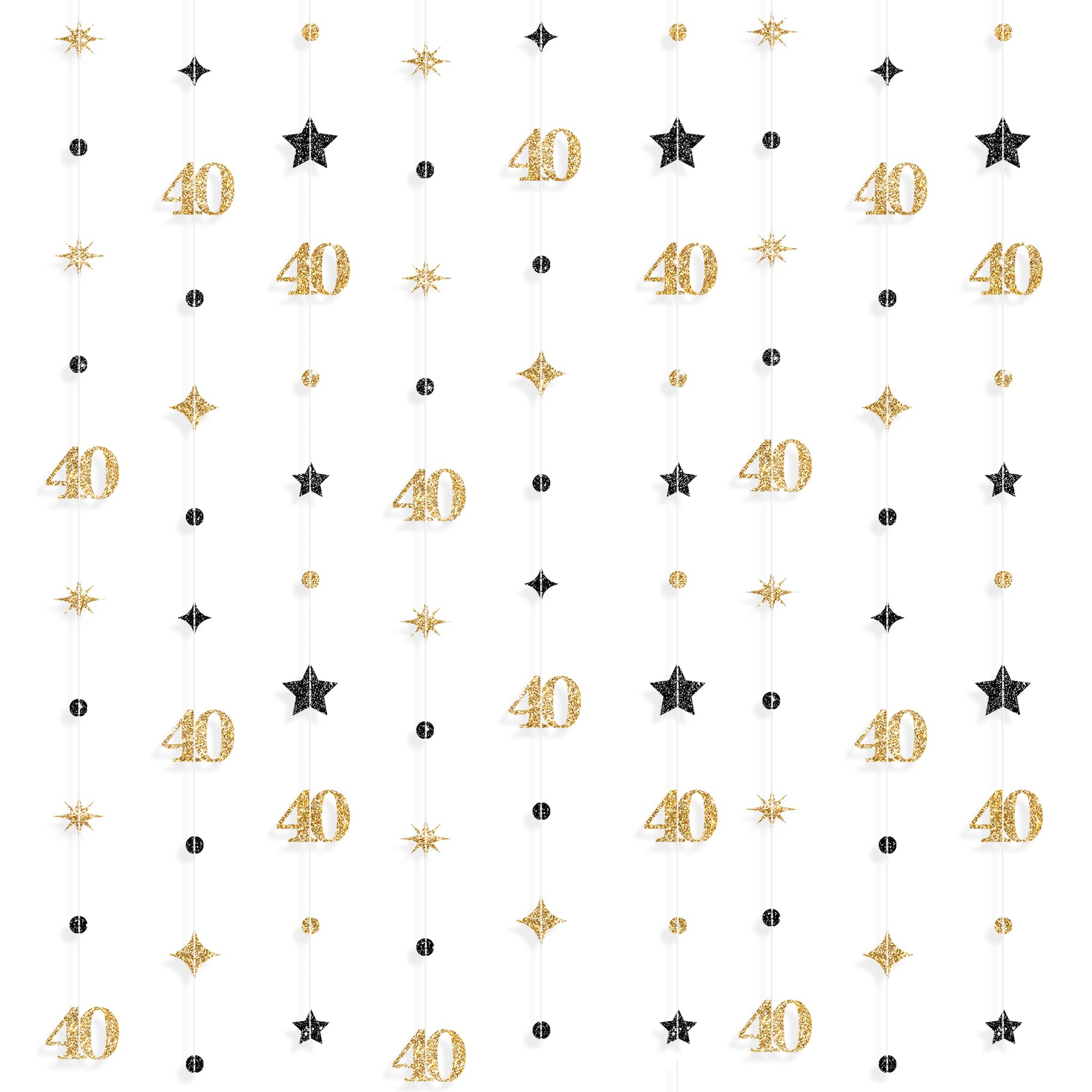 KatchOn, Gold 40thTRDN Birthday Decorations - 9 String 40th Bday 6 Feet ...