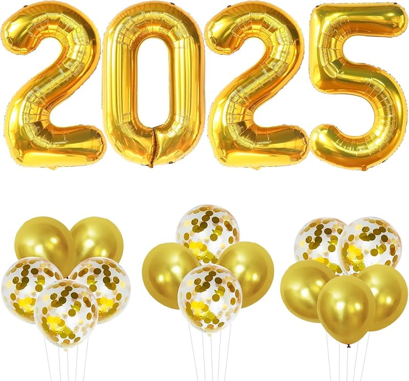 KatchOn, Gold and Black 2025 Balloons Set - 40 Inch, Pack of 35 | 2025 ...