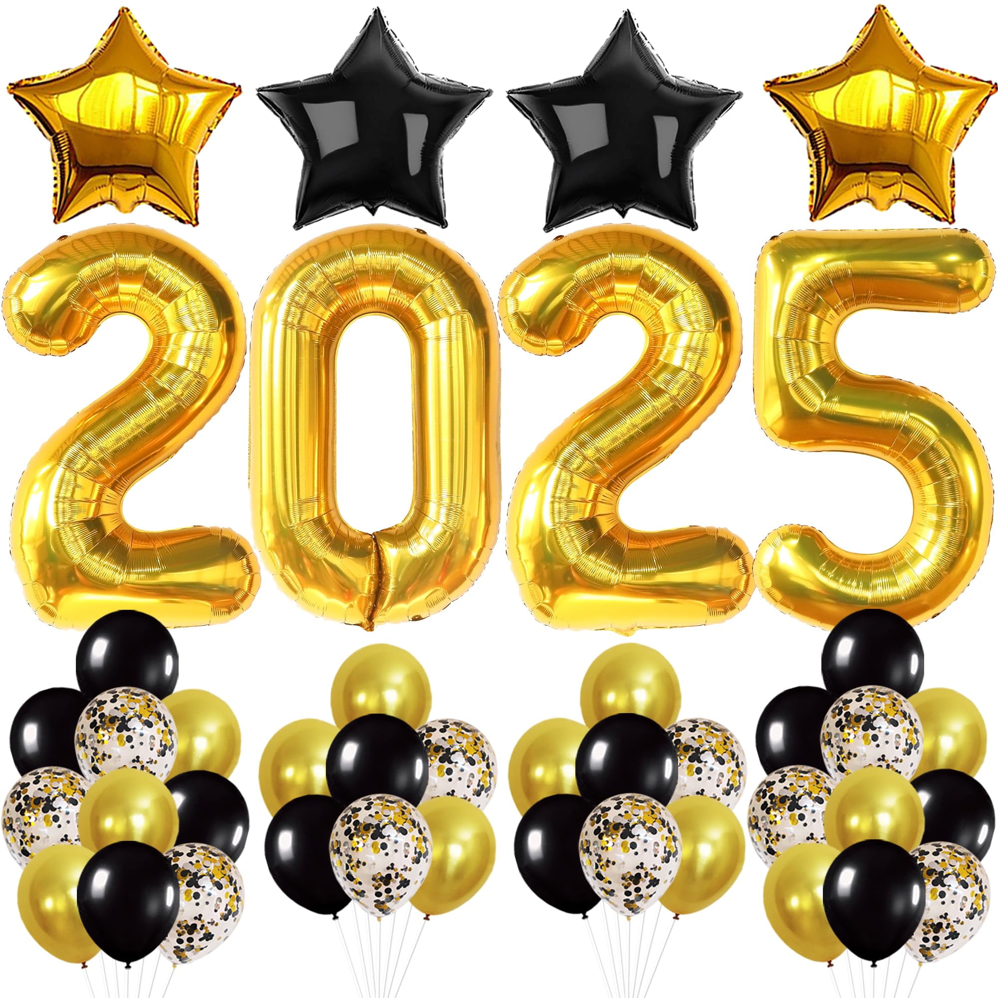 KatchOn, Gold and PriNst Black 2025 Balloons Set - 40 Inch, Pack of 35 ...