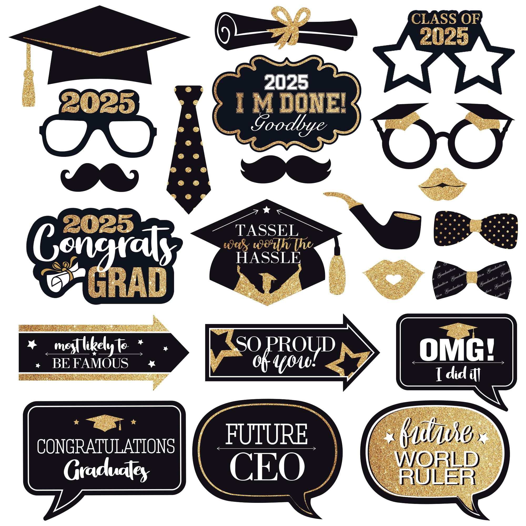 KatchOn, Graduation Photo Booth Props 2026 - Pack of 22 | Black and ...