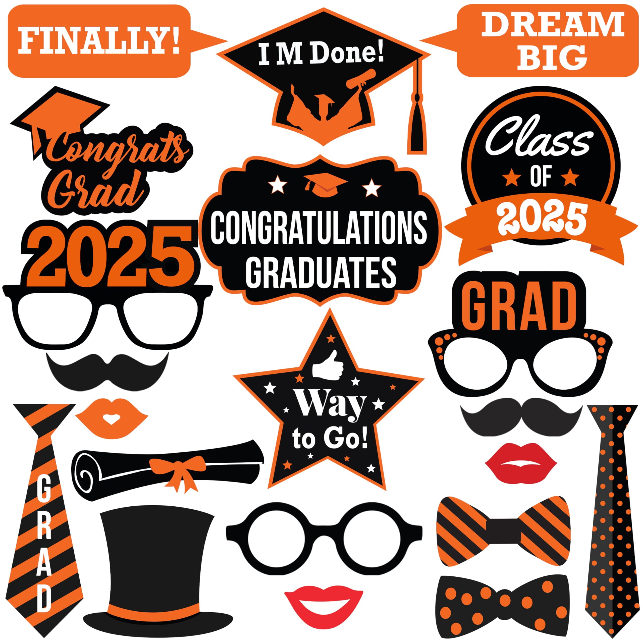 KatchOn, Graduation Photo Booth Props - Pack of 34 | Orange and Black ...