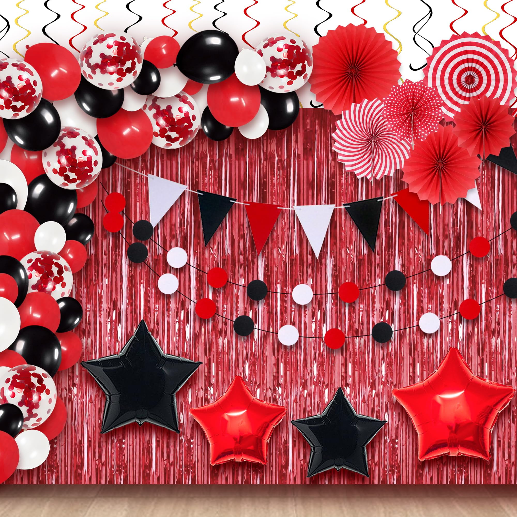 KatchOn, Huge RedTRDN and Black Party Decorations Set - Pack of 154 ...