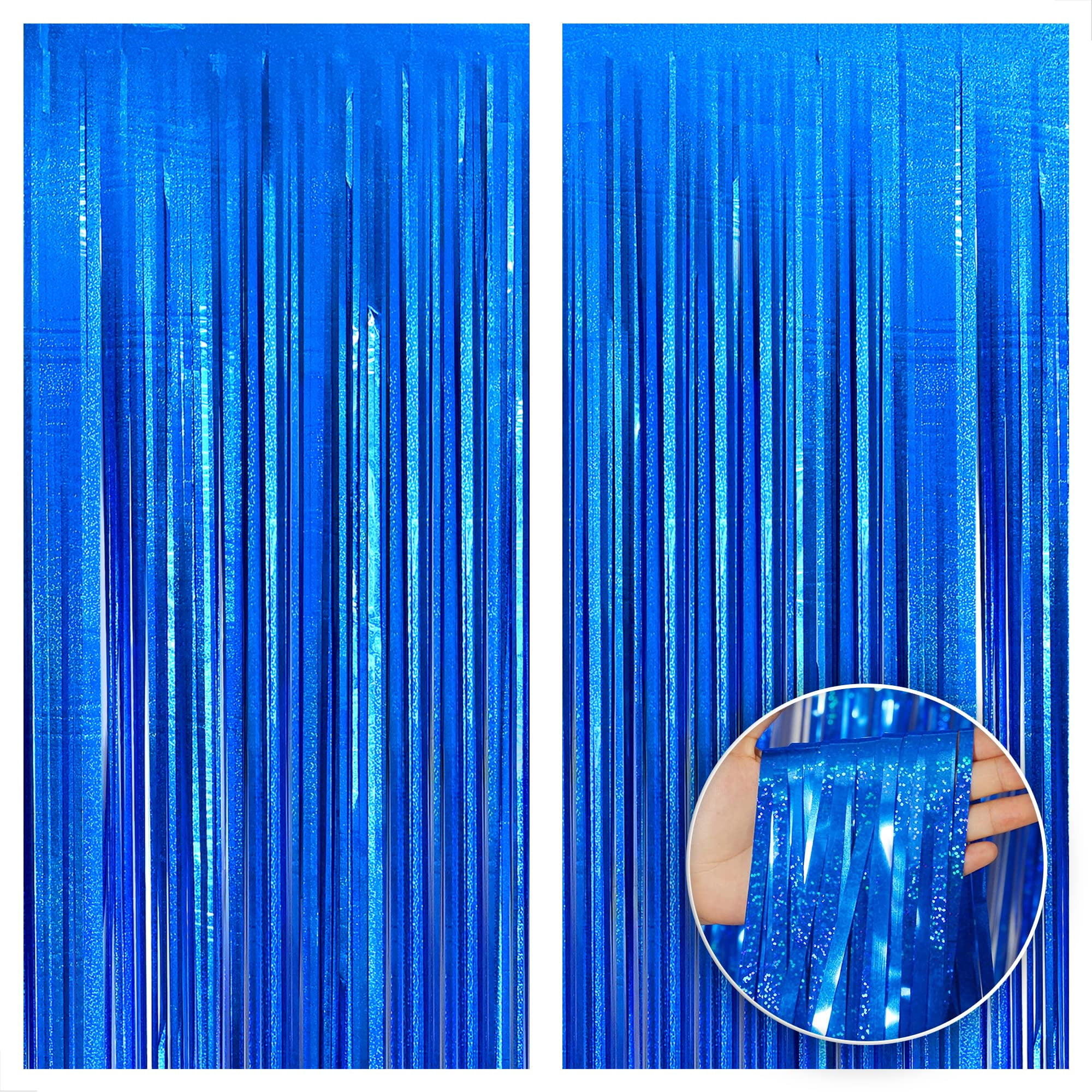 KatchOn, Iridescent Blue Streamers Backdrop - 3.2x8 Feet, Pack of 2 ...