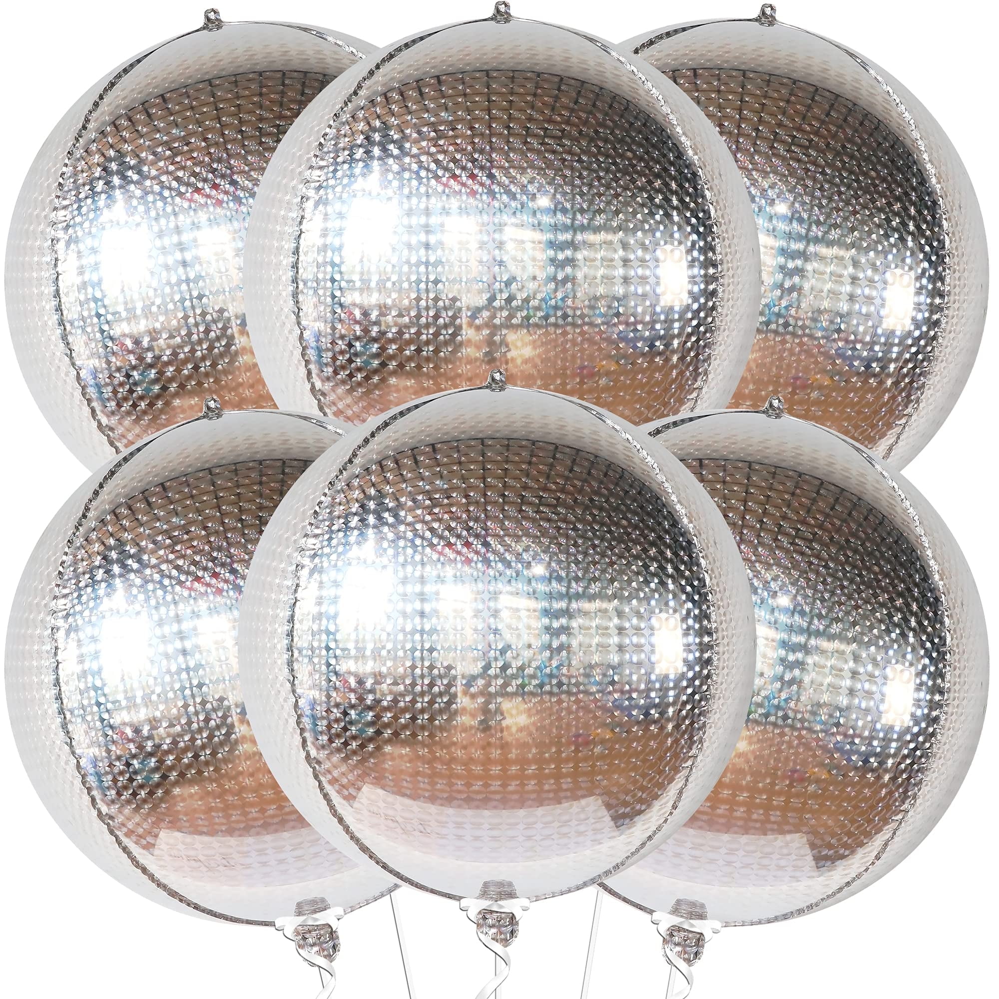 KatchOn, Large Silver Disco Ball Balloons - 22 Inch, Pack of 6 - Foil ...
