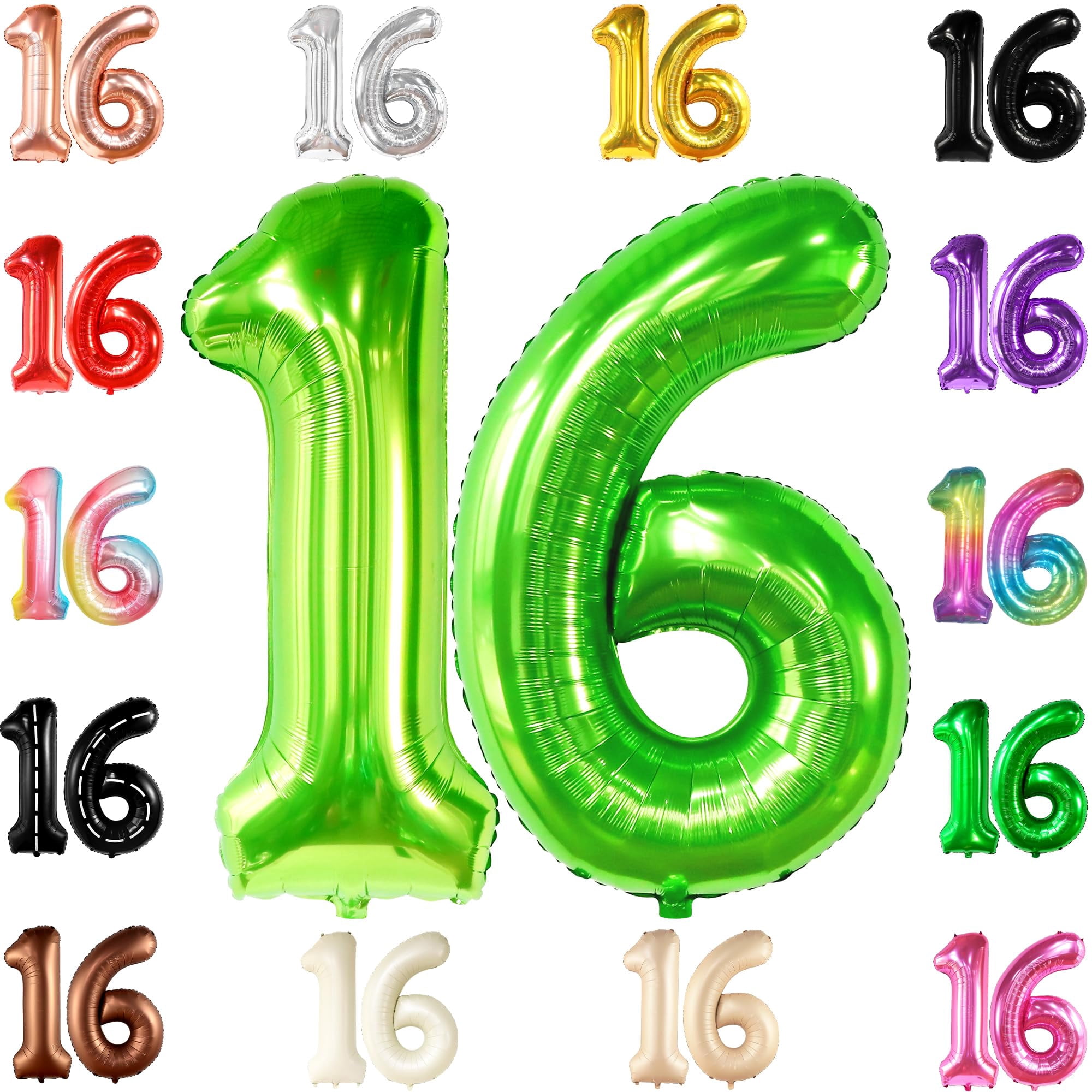 KatchOn, Light Green Number MMF7 16 Balloon - 40 Inch | Birthday ...