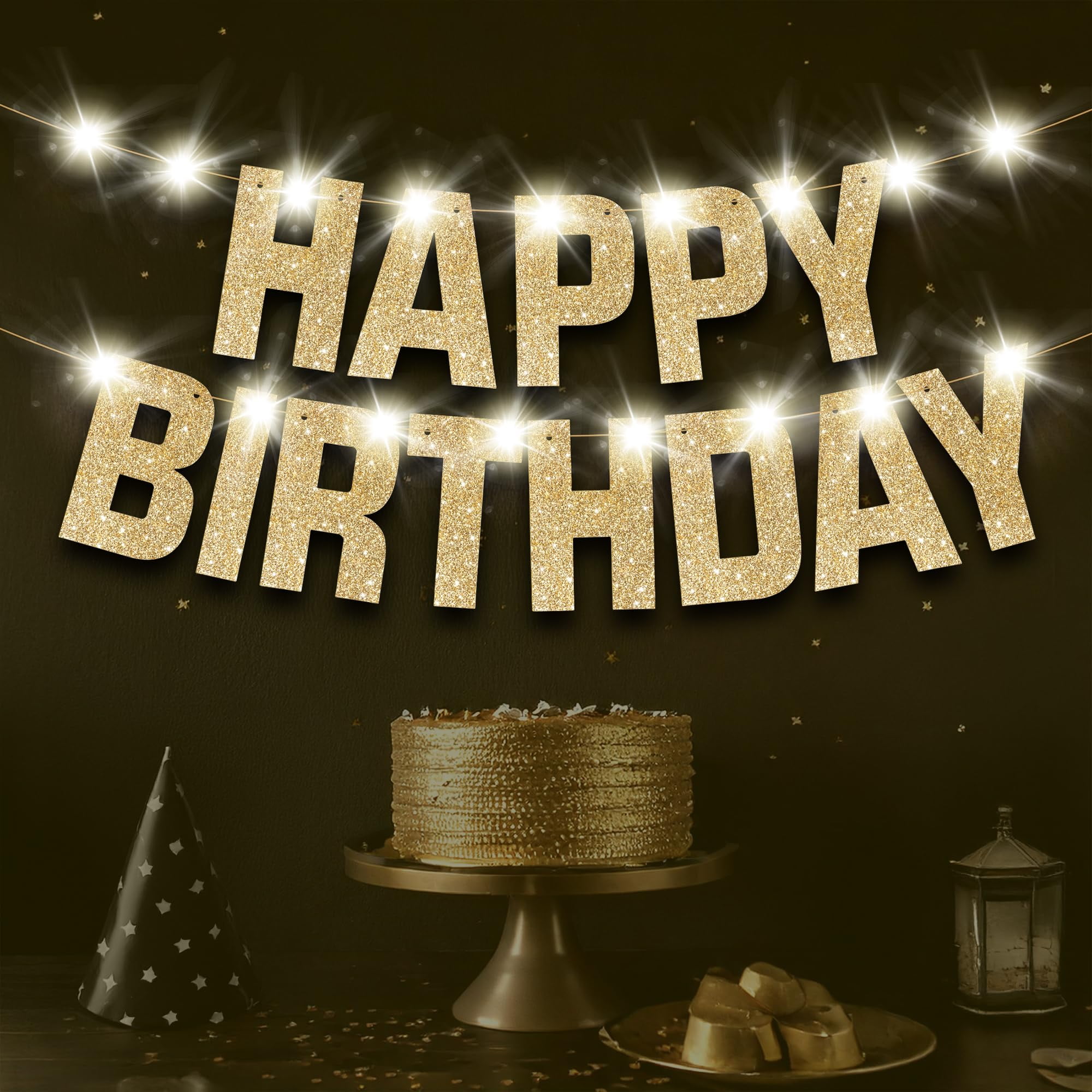 KatchOn, Light Up Happy Birthday Banner - 10 Feet, 8 Modes | Glitter ...