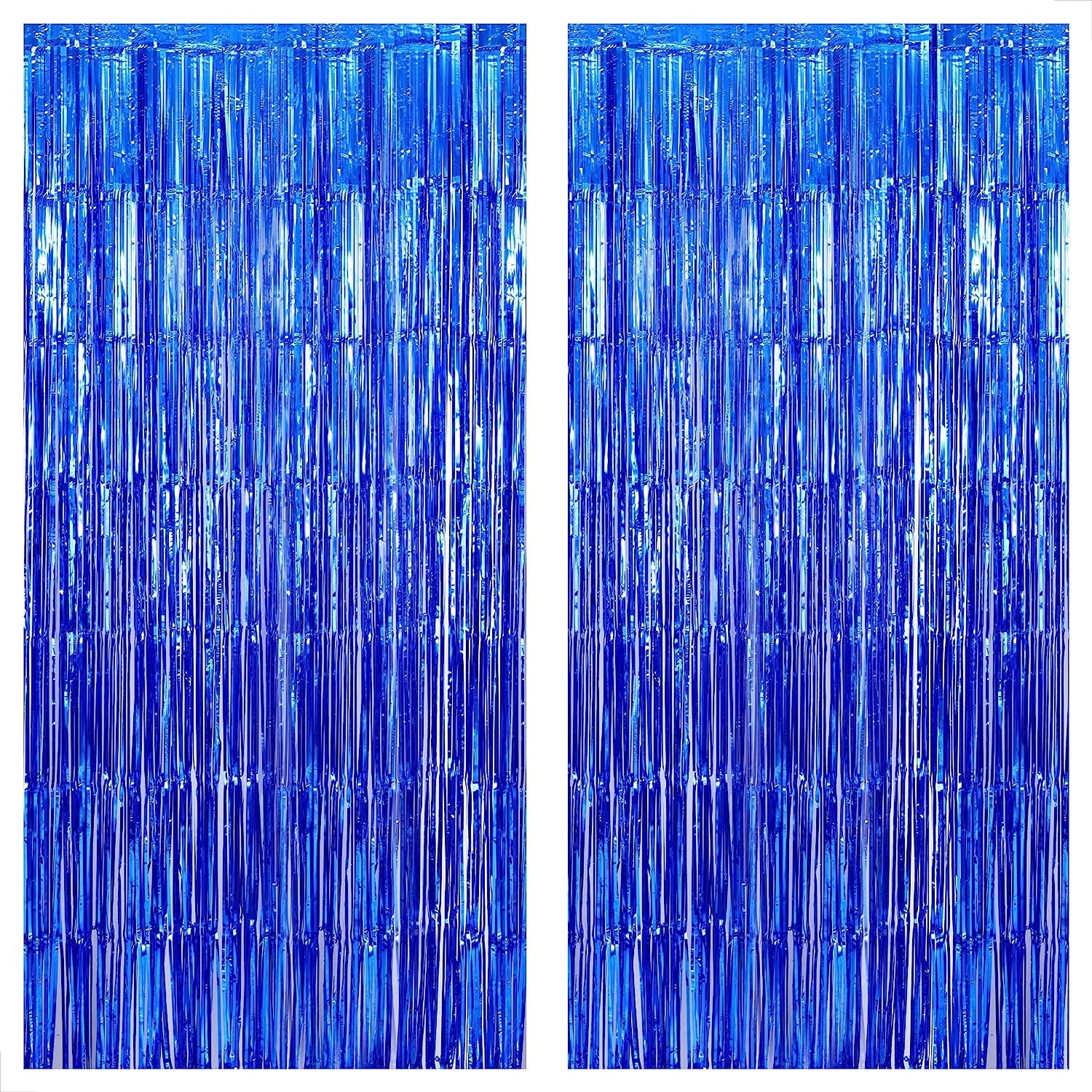 KatchOn, Metallic Blue Backdrop Curtain - Pack of 2 | Blue Streamers ...