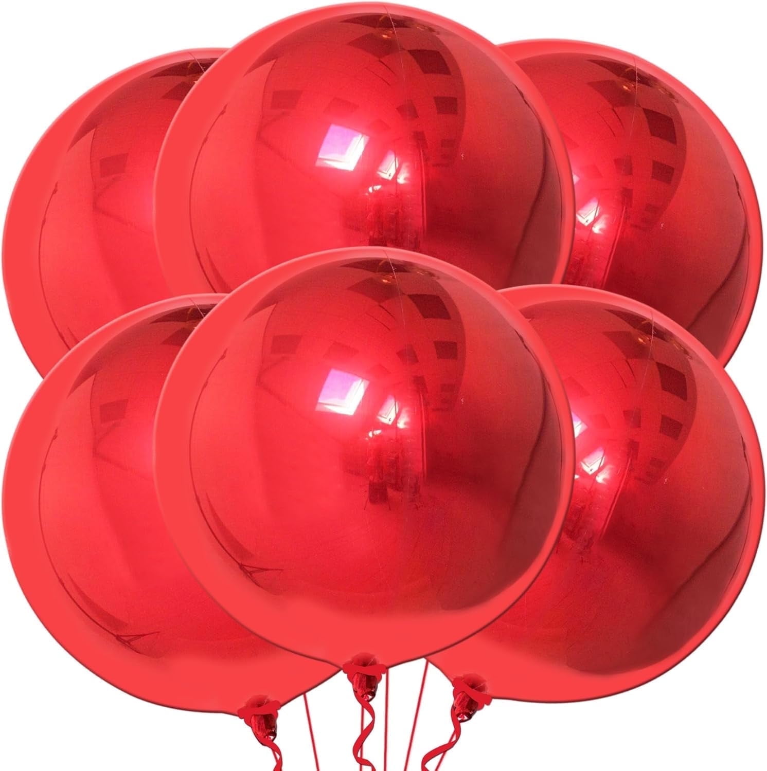 KatchOn, Metallic Red Balloons - Big 22 Inch, Pack of 6 | 360 Degree 4D ...