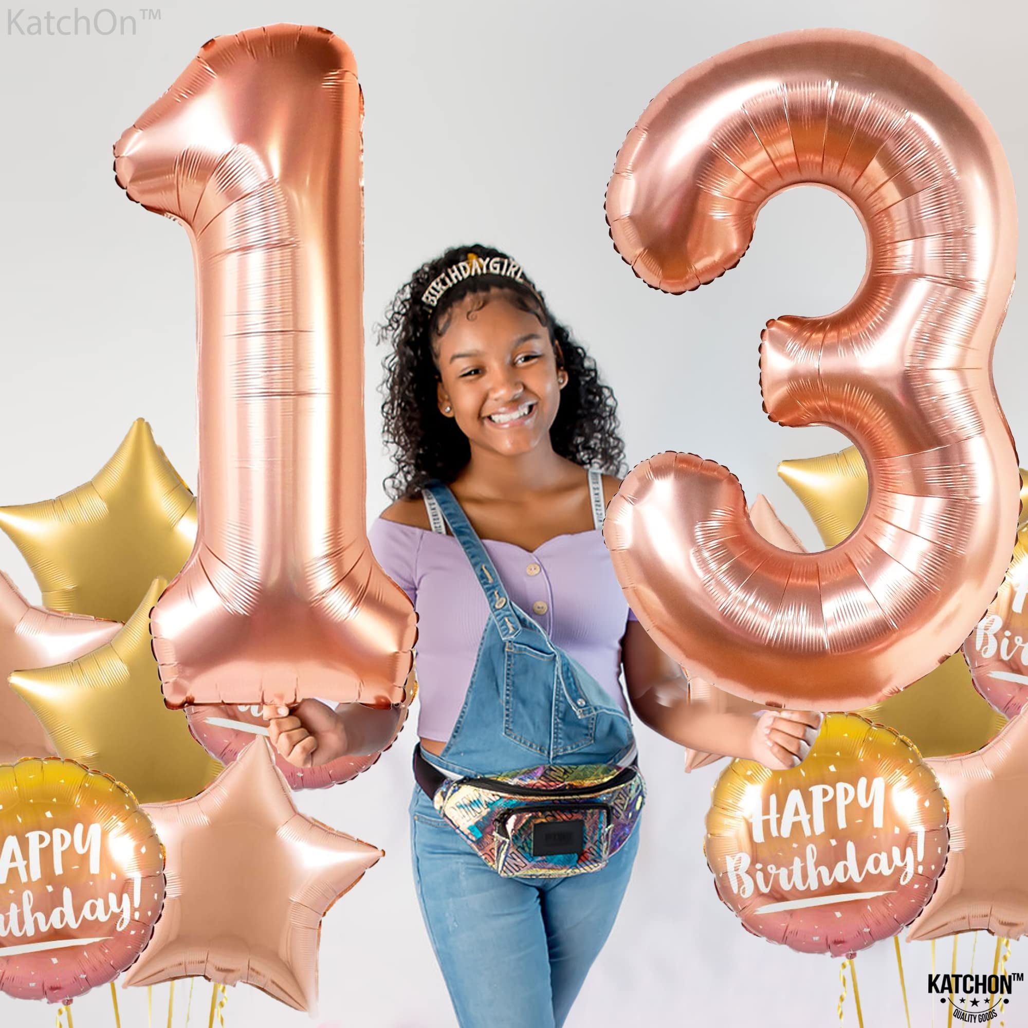 KatchOn, Rose Gold AJH3 13 Balloon Numbers - Giant, 40 Birthday Decorations for Girls | Sweet 13 ...