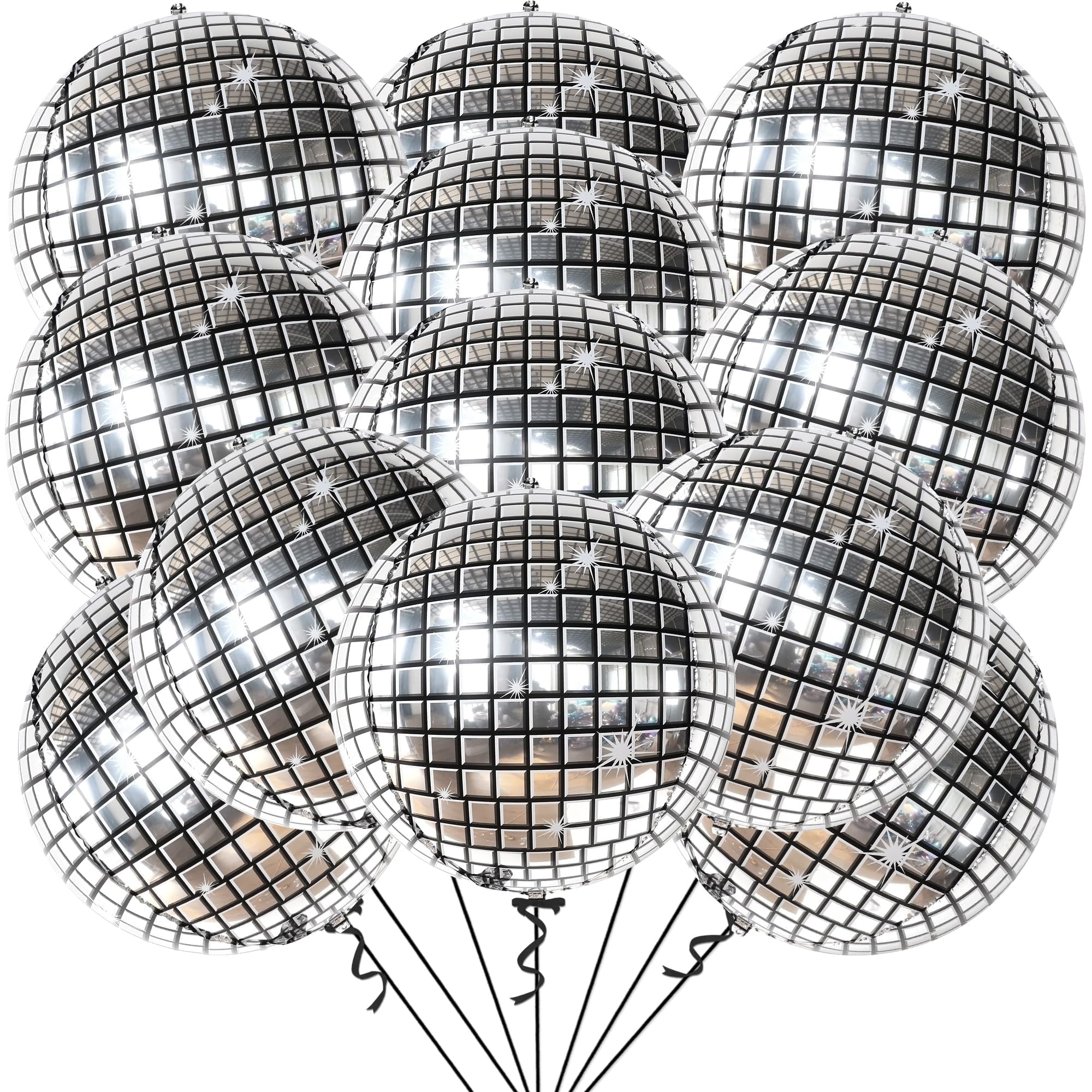 KatchOn, Silver Disco Ball Balloons - 22 Inch, Pack of 12 | Shiny Disco ...