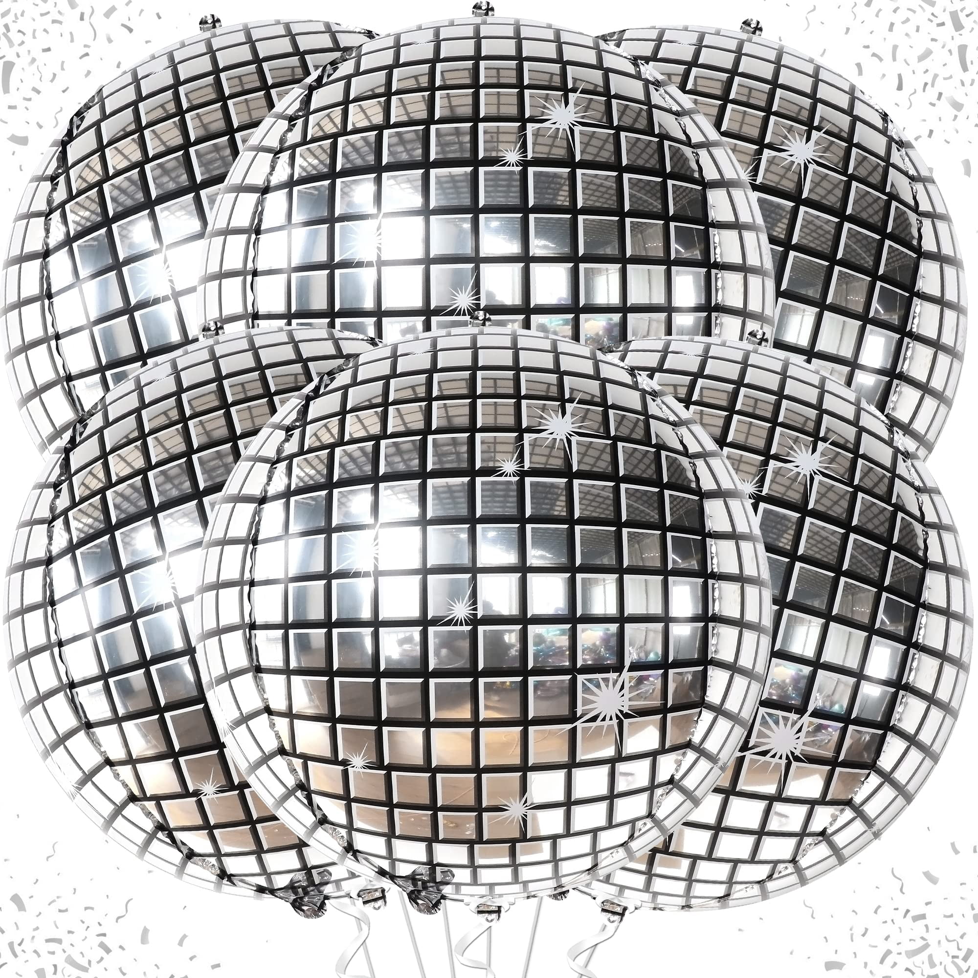 KatchOn, Silver DiscoTRDN Ball Balloons - Huge 22 Inch, Pack 4D Sphere ...