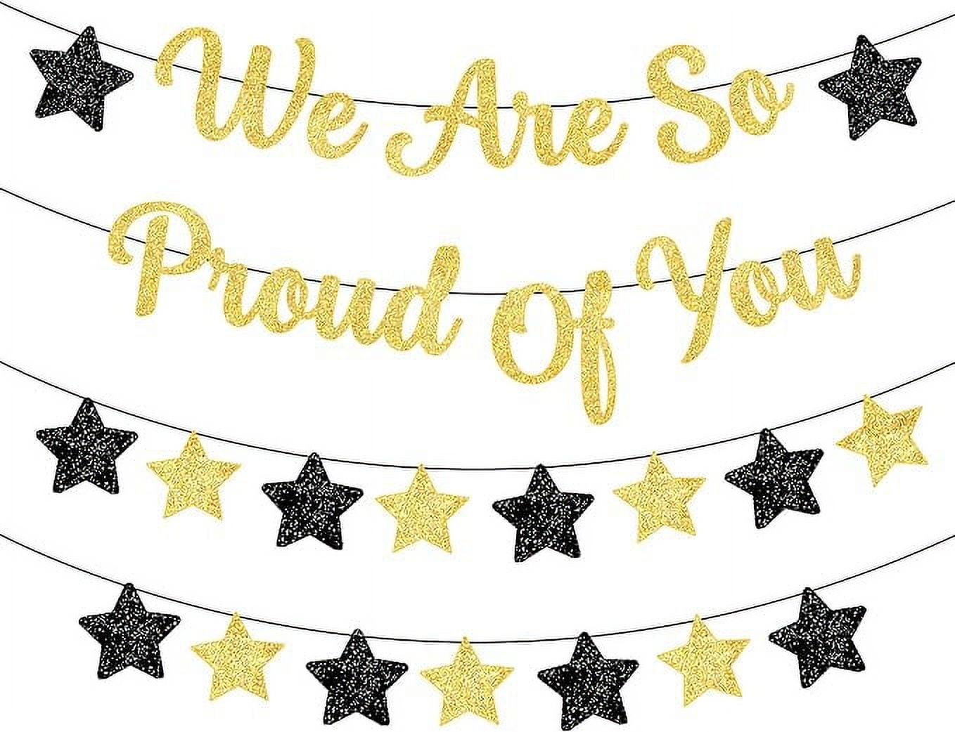 Katchon We Are So Proud Of You Banner Glitter 10 Feet Congratulations Banner Black And
