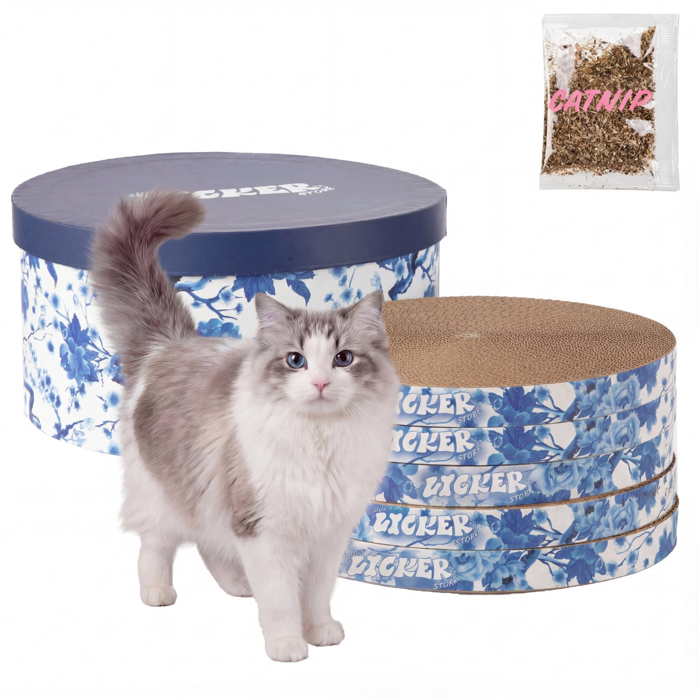 THE LICKER STORE Kate 12" Modern Patterned Cardboard Reversible Cat ...