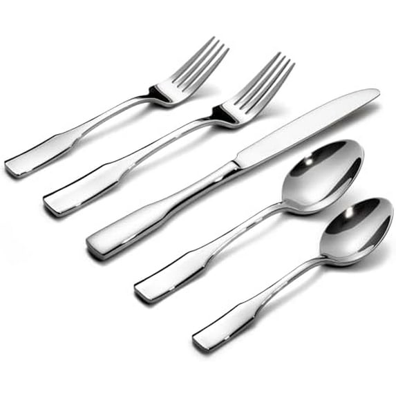 Kate 40-Piece Silverware Set,Service for 8,Stainless Steel Flatware Set ...