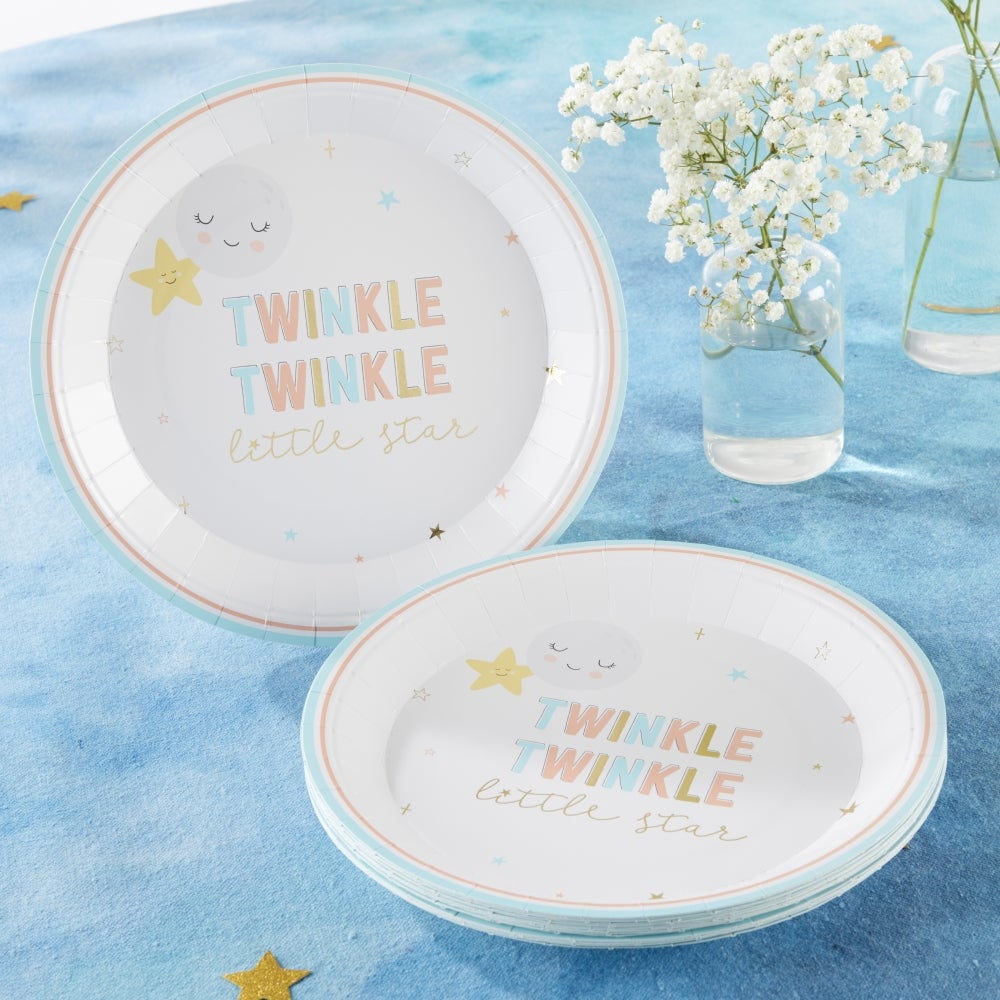 Kate Aspen 32 Pcs Twinkle Twinkle Baby Paper Plates, 9 Inch Heavy Duty ...