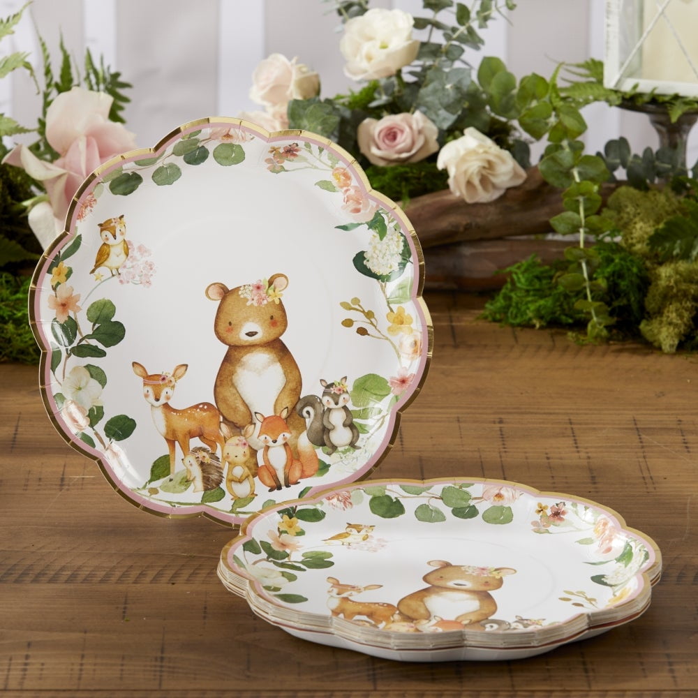 Kate Aspen 32 Pcs Woodland Baby Paper Plates, 9 Inch Heavy Duty ...