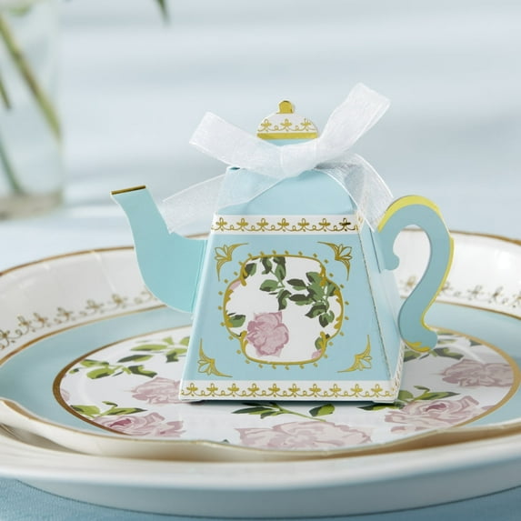 Kate Aspen 48PCS Blue Tea Time Whimsy Favor Box, Teapot Design Party ...