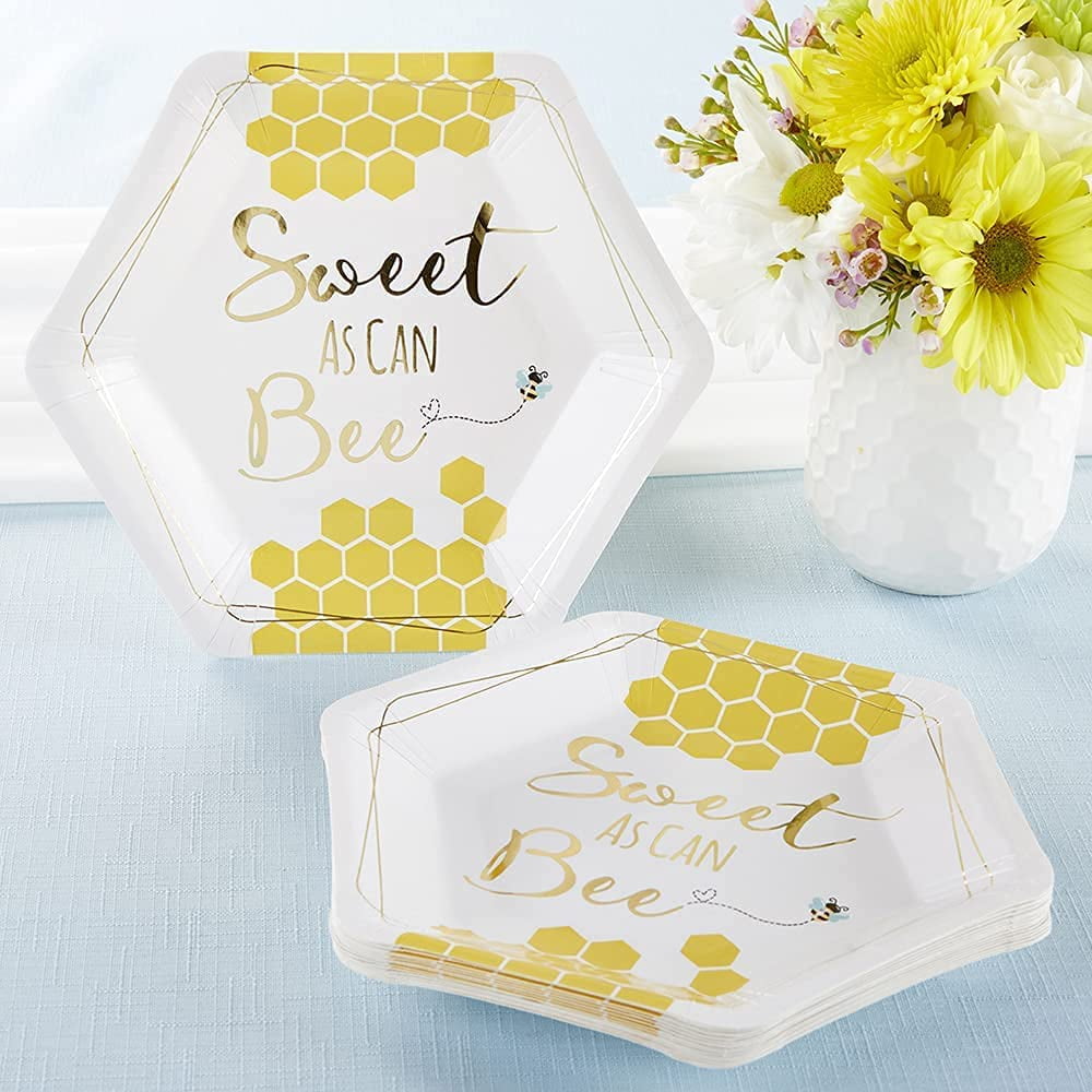 Kate Aspen 64 Pcs Sweet As Can Bee Paper Plates, 7 Inch Heavy Duty ...