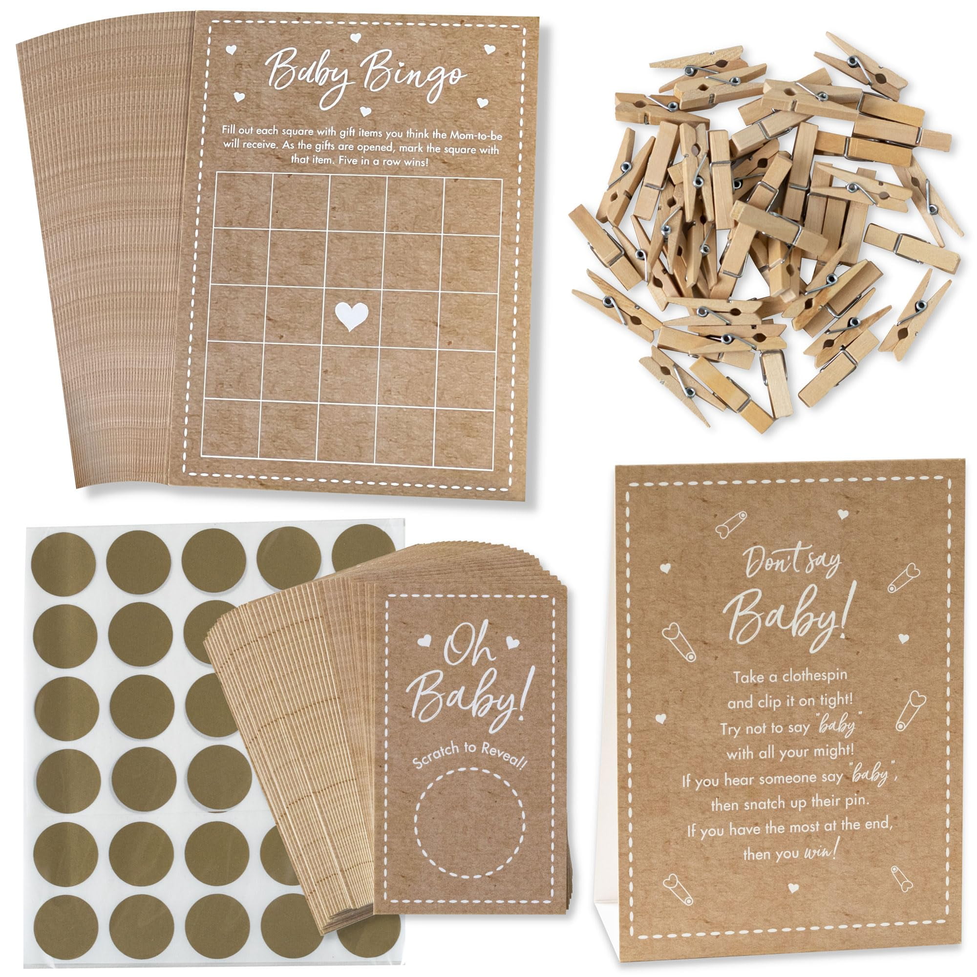 Kate Aspen Kraft Baby Shower Game Set, Set of 50 Advice Cards & DIY ...