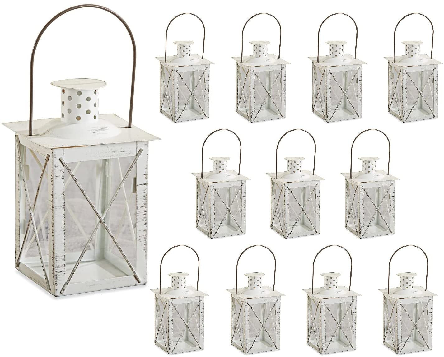 Kate Aspen Medium Decorative Lanterns - Set of 12 - Luminous Distressed ...