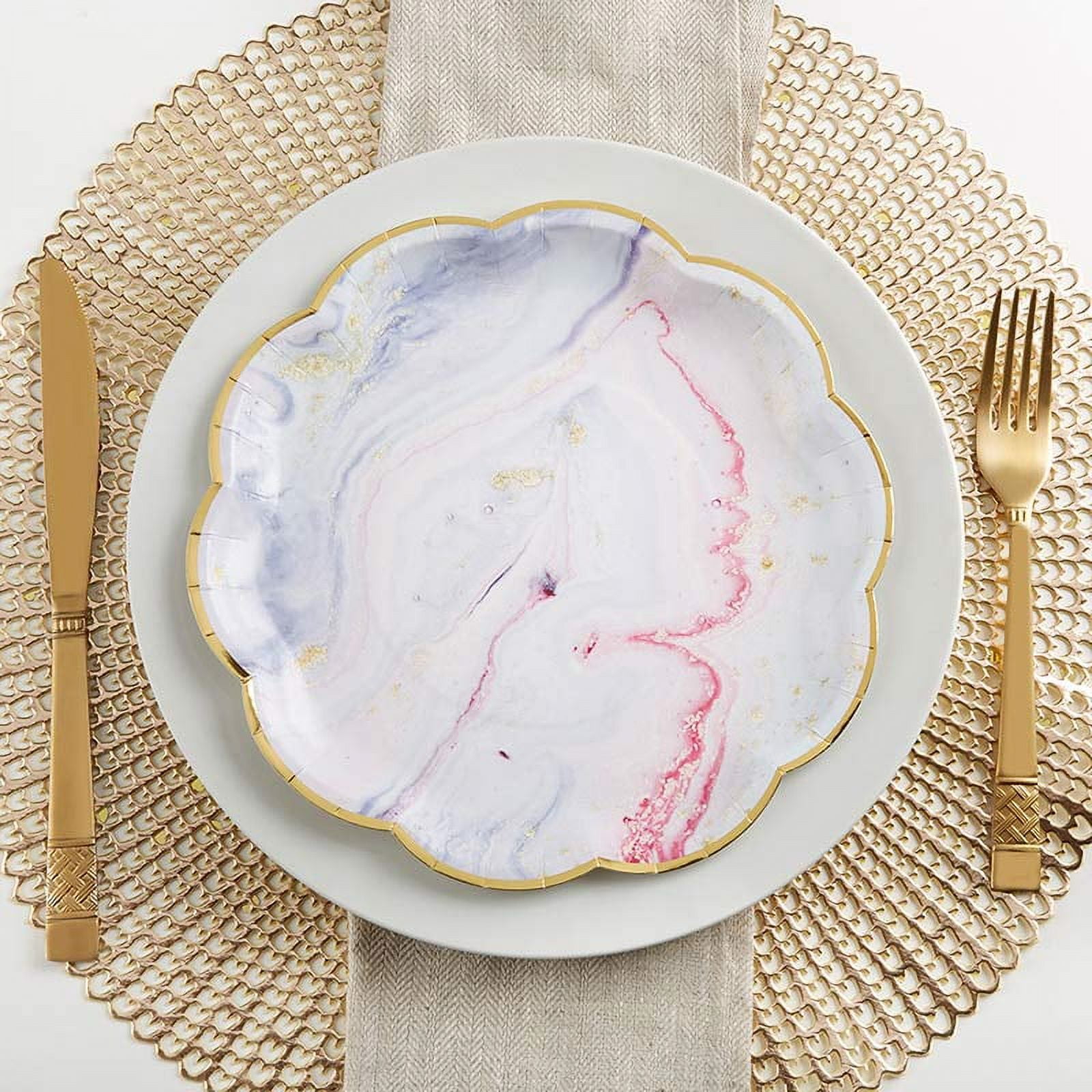 Kate Aspen Paper Plates, Disposable Marbleized Look Party Plates for ...