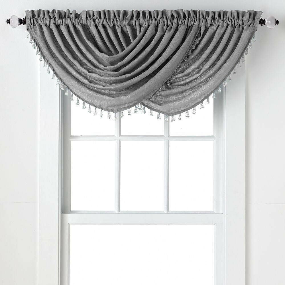 Kate Aurora 2 Pack Beaded Emerald Crepe Waterfall Valances - Assorted ...