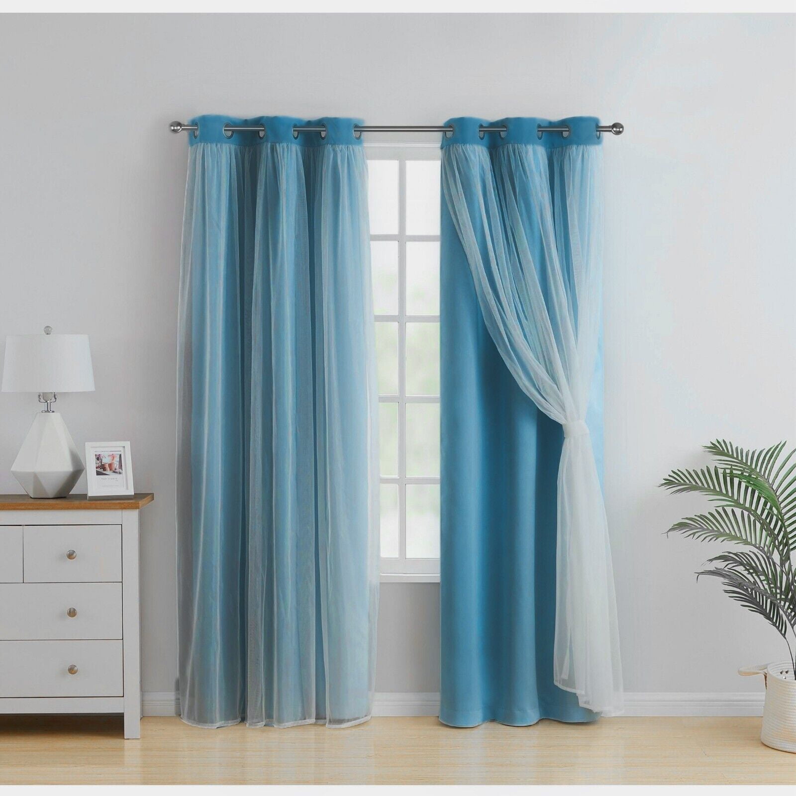 Kate Aurora Basic Elegance 2 Pack Double Layered Hotel Chic Sheer Light ...