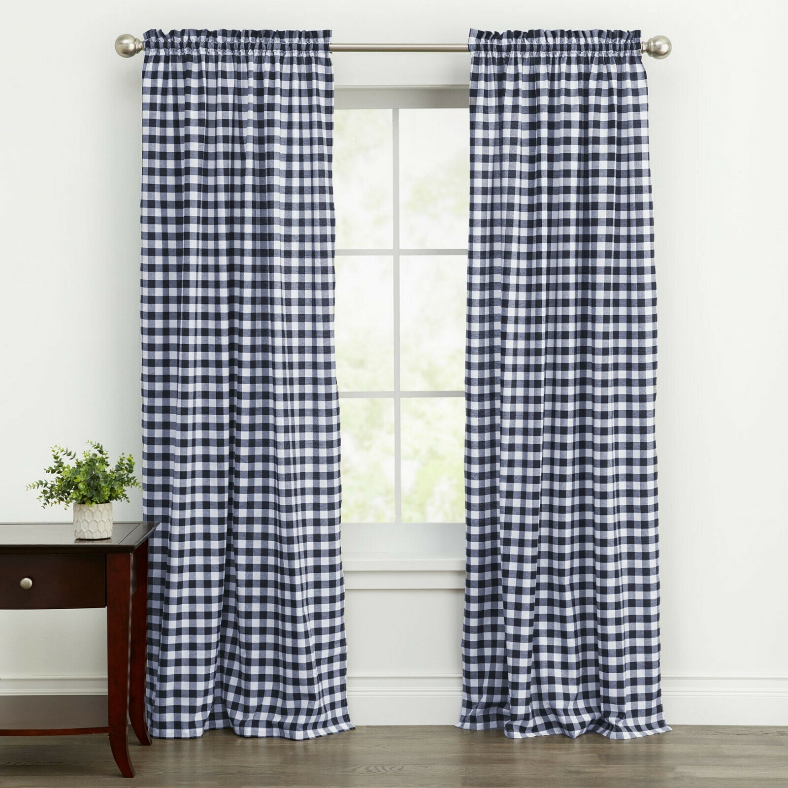 Kate Aurora Country Farmhouse Rod Pocket Buffalo Plaid Check Gingham ...