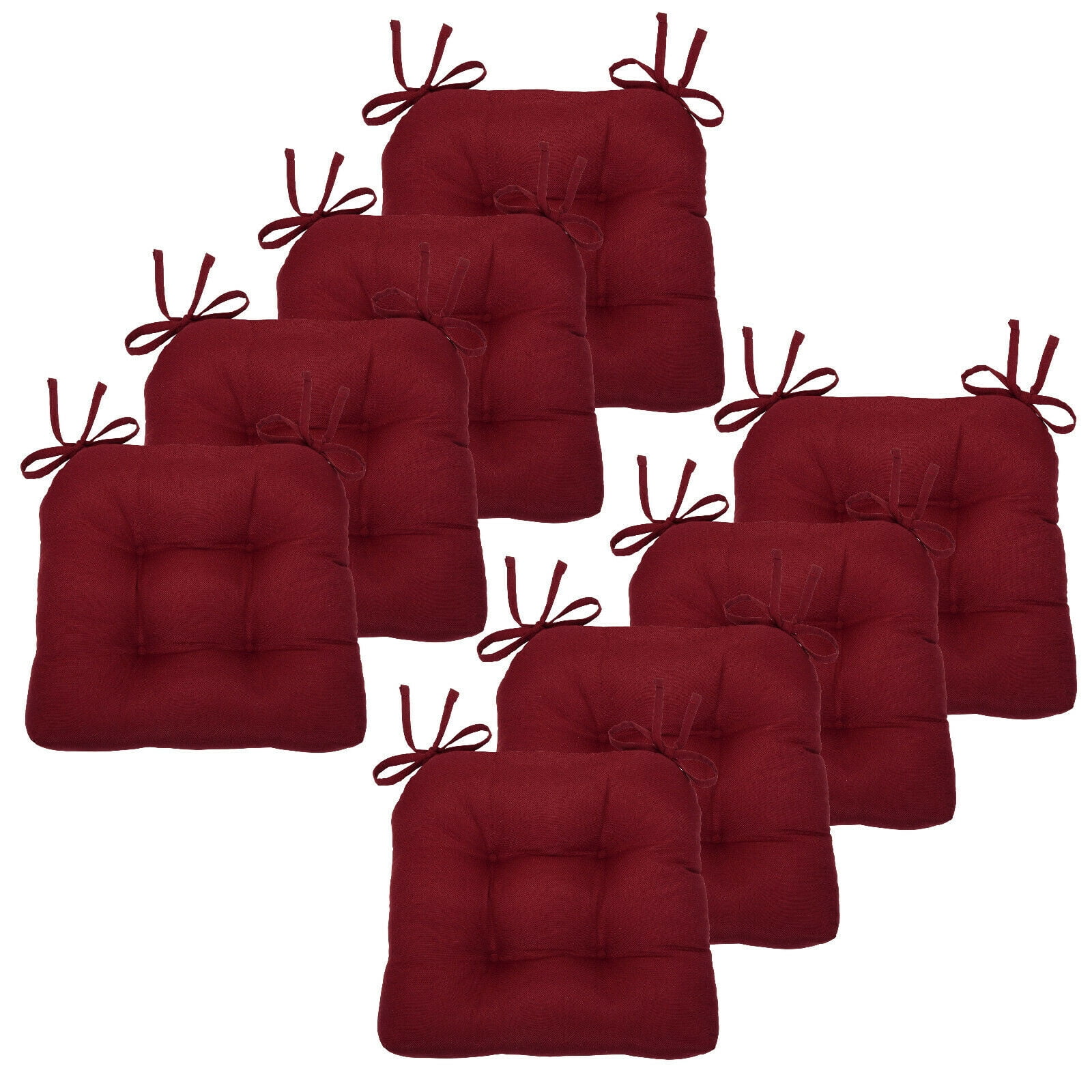 Kate Aurora Solid Colored Plush Chair Cushions with Tear Proof Ties ...